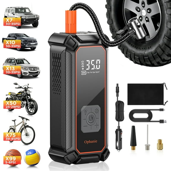 Bullseye Pro Tire Inflator 150 PSI Electric Air Compressor Portable Air Pump Car Bike LED 12V DC ...
