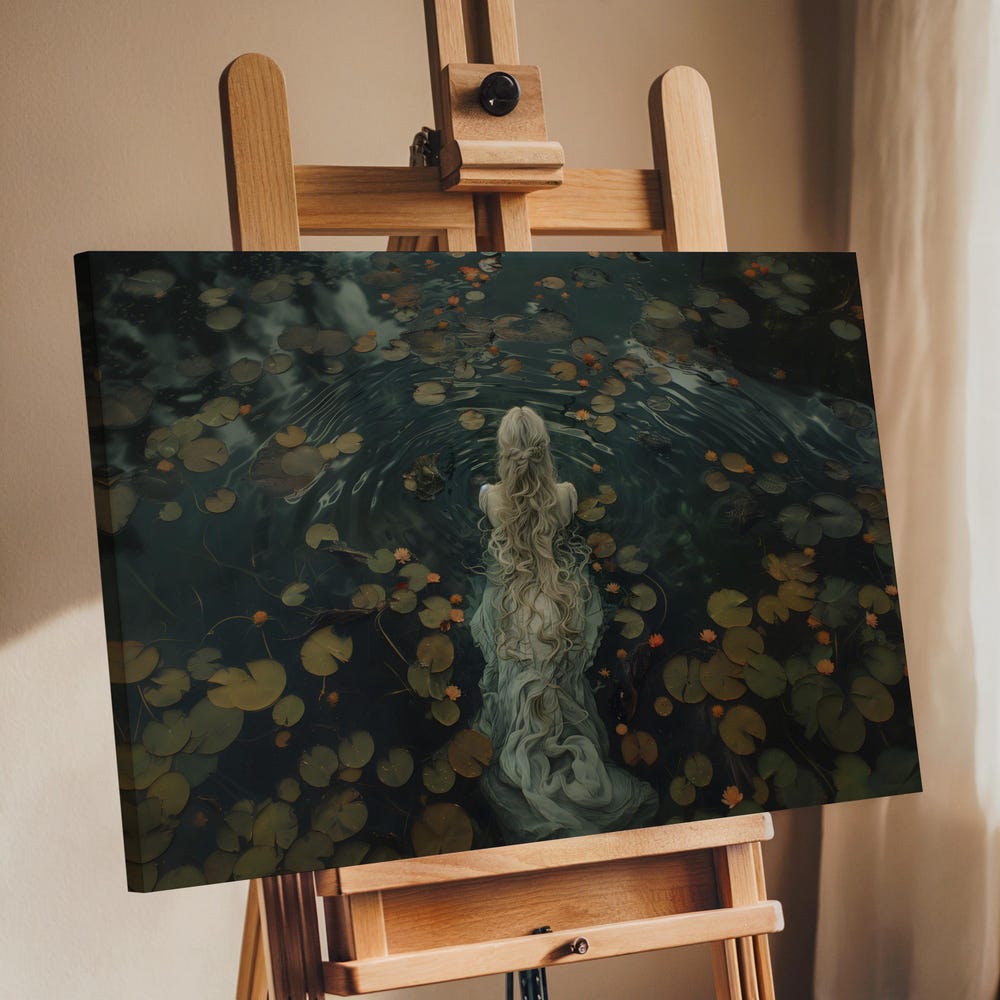 Ophelia Dark Fantasy Water Nymph Print Enchanted Pond Woman Art Moody ...