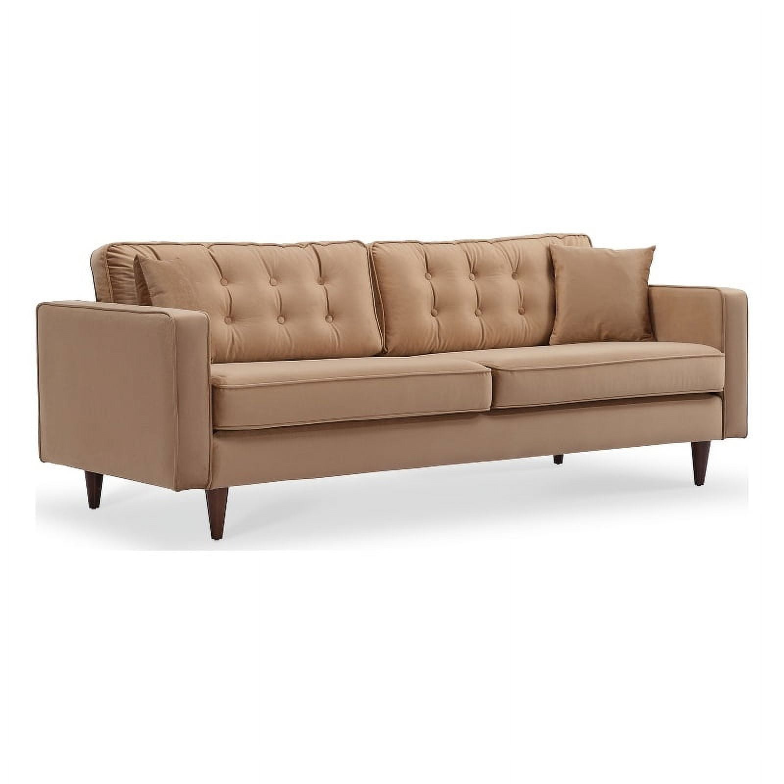 Ophelia Mid Century Modern Furniture Style Mocha Velvet Living Room ...