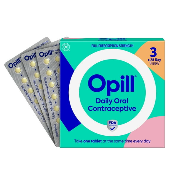 Opill Daily Oral Birth Control Pills, Progestin-Only, 3 Month, 84 ct ...