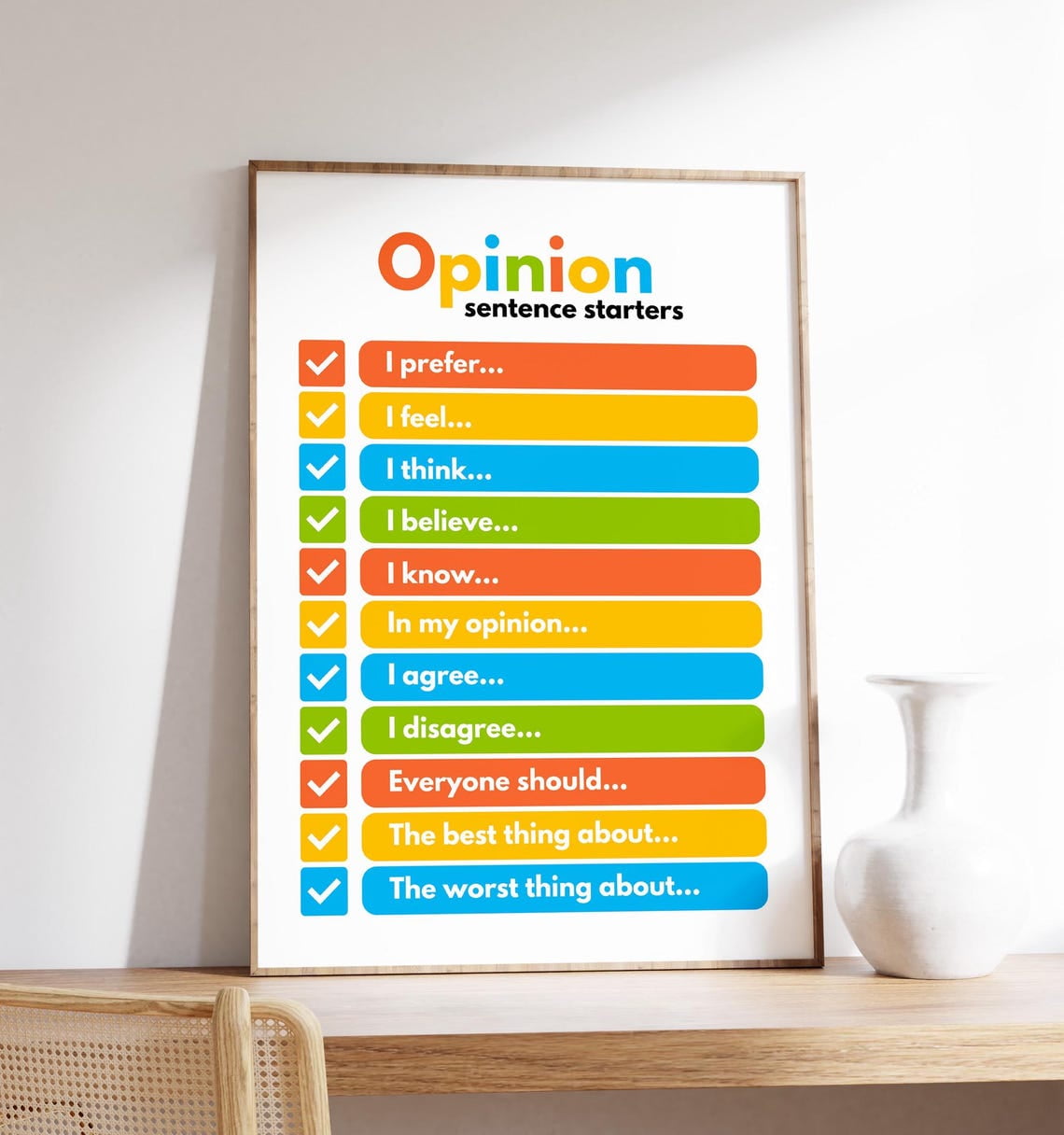 Opinion Sentence Starters Poster, English Writing Prompts, Writing ...