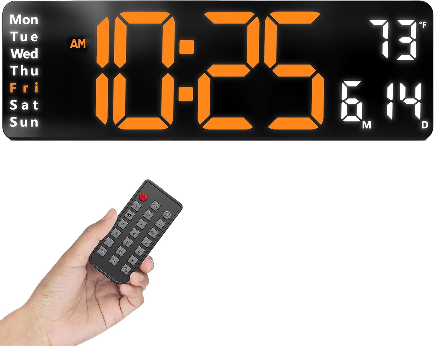 Opis Clock 1 (XL Orange & White) Extra Large Digital Wall Clock with ...