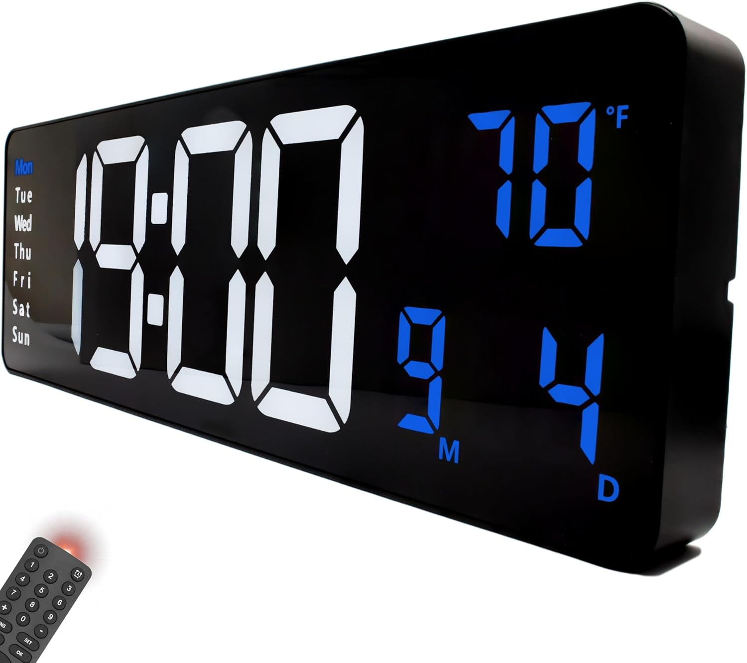 Opis Clock 1 (XXL White & Blue) – Extra Large Digital Wall Clock with ...