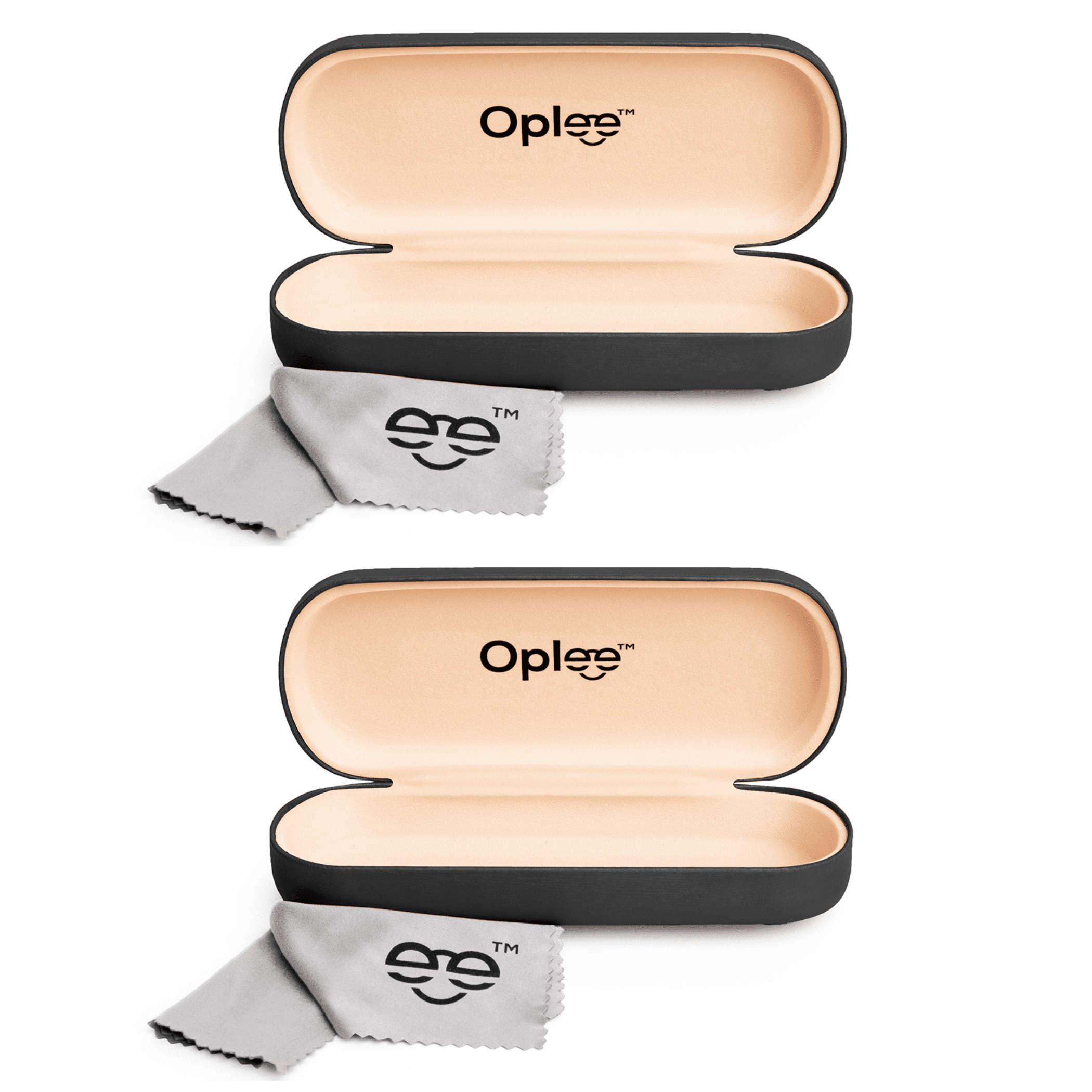 Oplee™ Hard Shell Eyeglass Case with Grey Microfiber Cloth (2-Pack, Black/Black) - Walmart.com