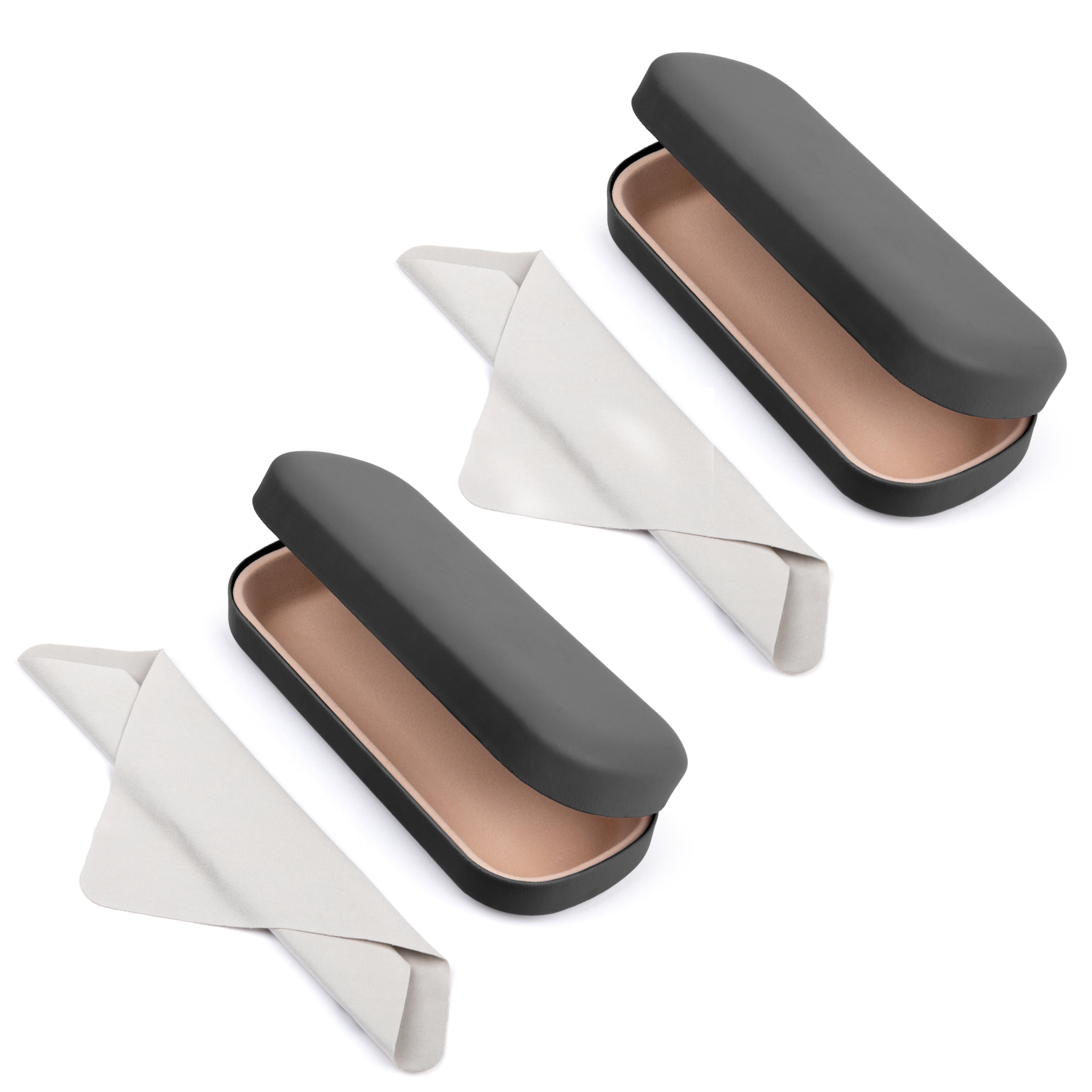 Oplee Hard Shell Eyeglass Case, 2-Pack Black, Felt Lining, Microfiber ...