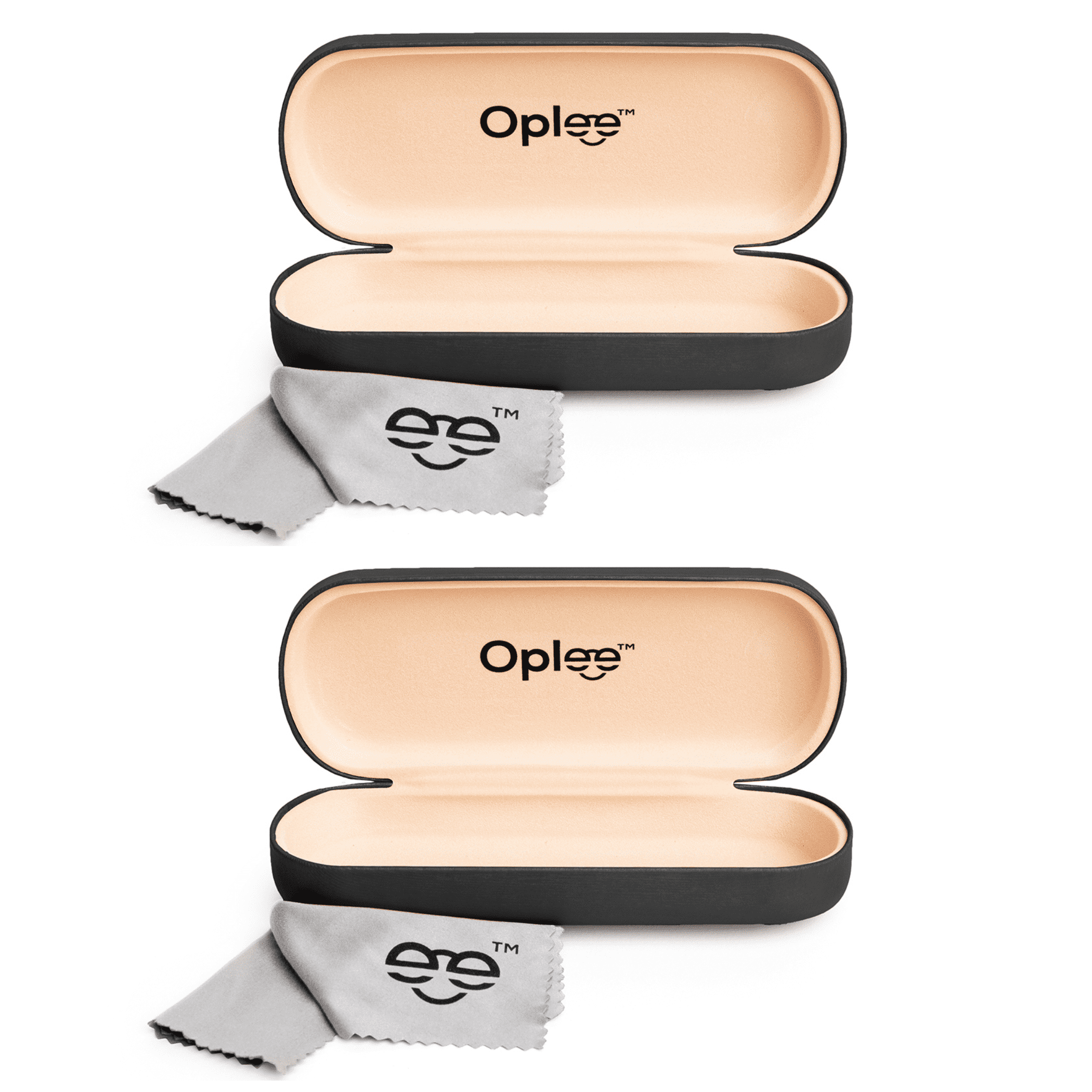 Oplee Hard Shell Eyeglass Case, 2-Pack Black, Felt Lining, Microfiber ...