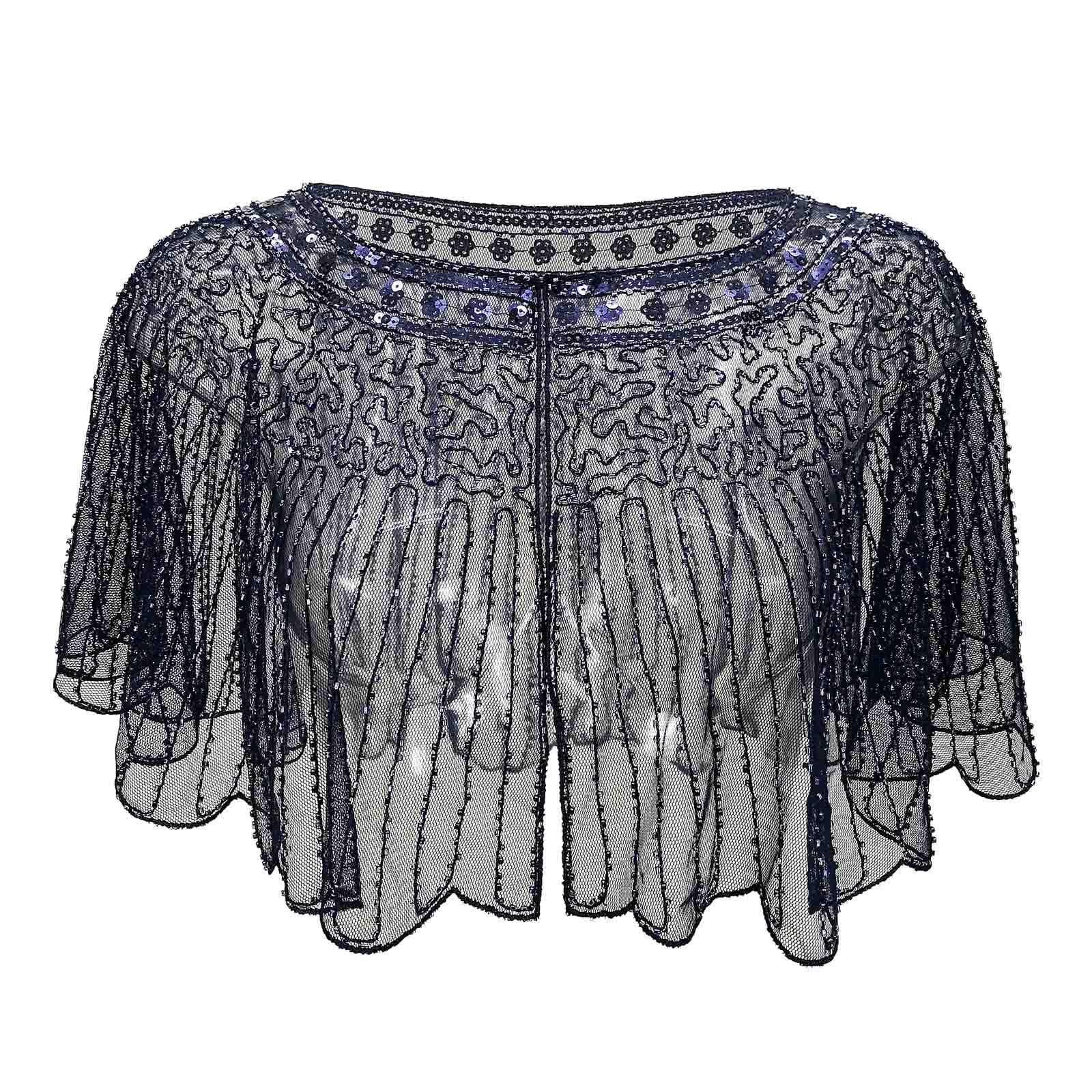 Oplxuo 1920s Flapper Shawl Wraps for Women Sequin Beaded Evening Shawls ...