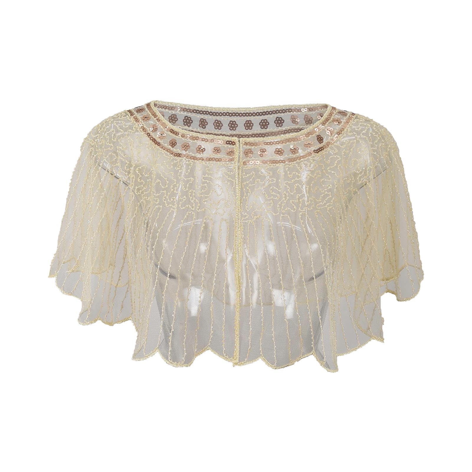 Oplxuo 1920s Flapper Shawl Wraps for Women Sequin Beaded Evening Shawls ...