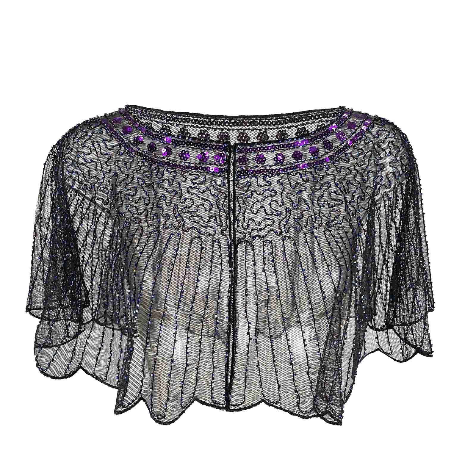 Oplxuo 1920s Flapper Shawl Wraps for Women Sequin Beaded Evening Shawls ...