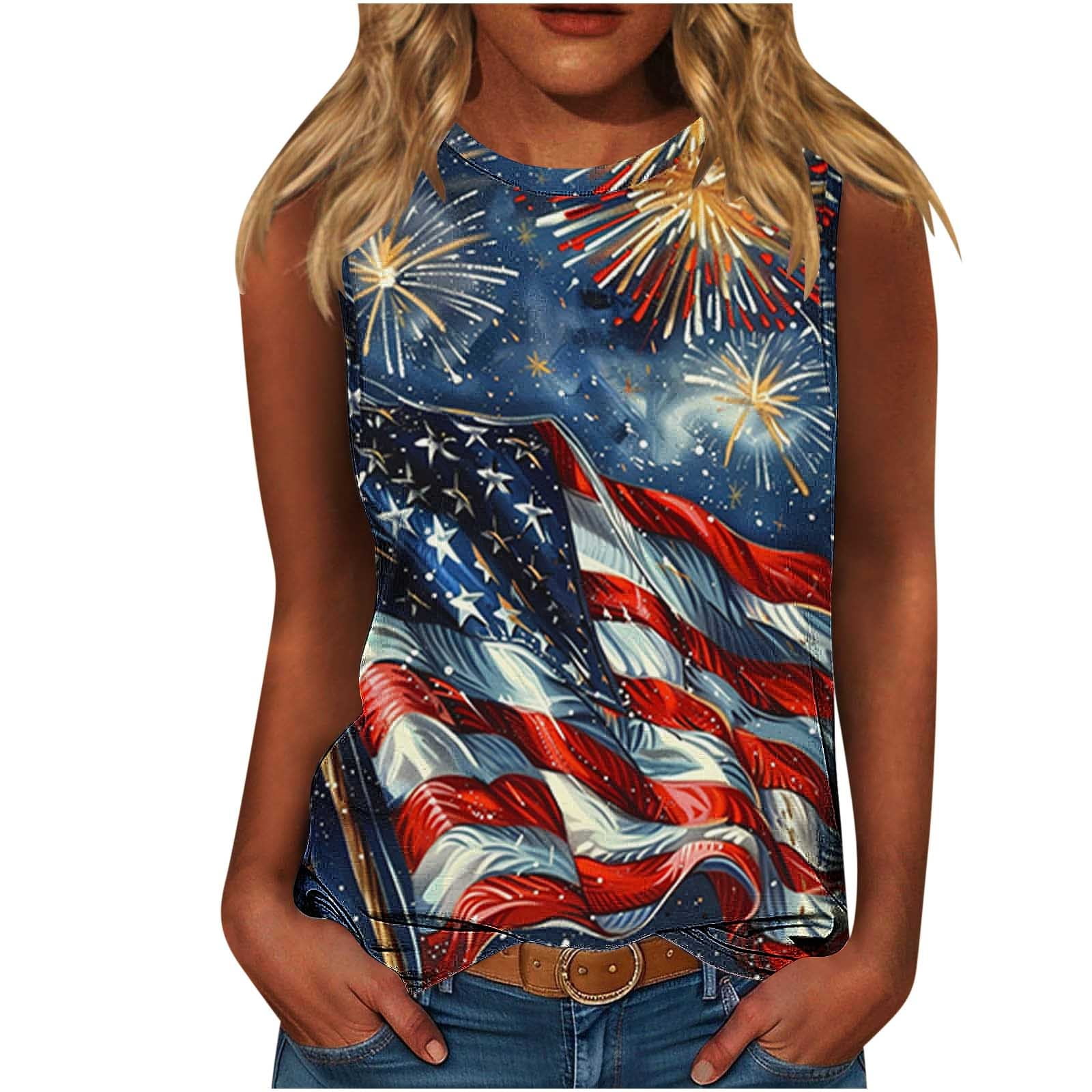 Oplxuo American Flag Tank Top Women 4th of July Tanks Tops for Womens ...