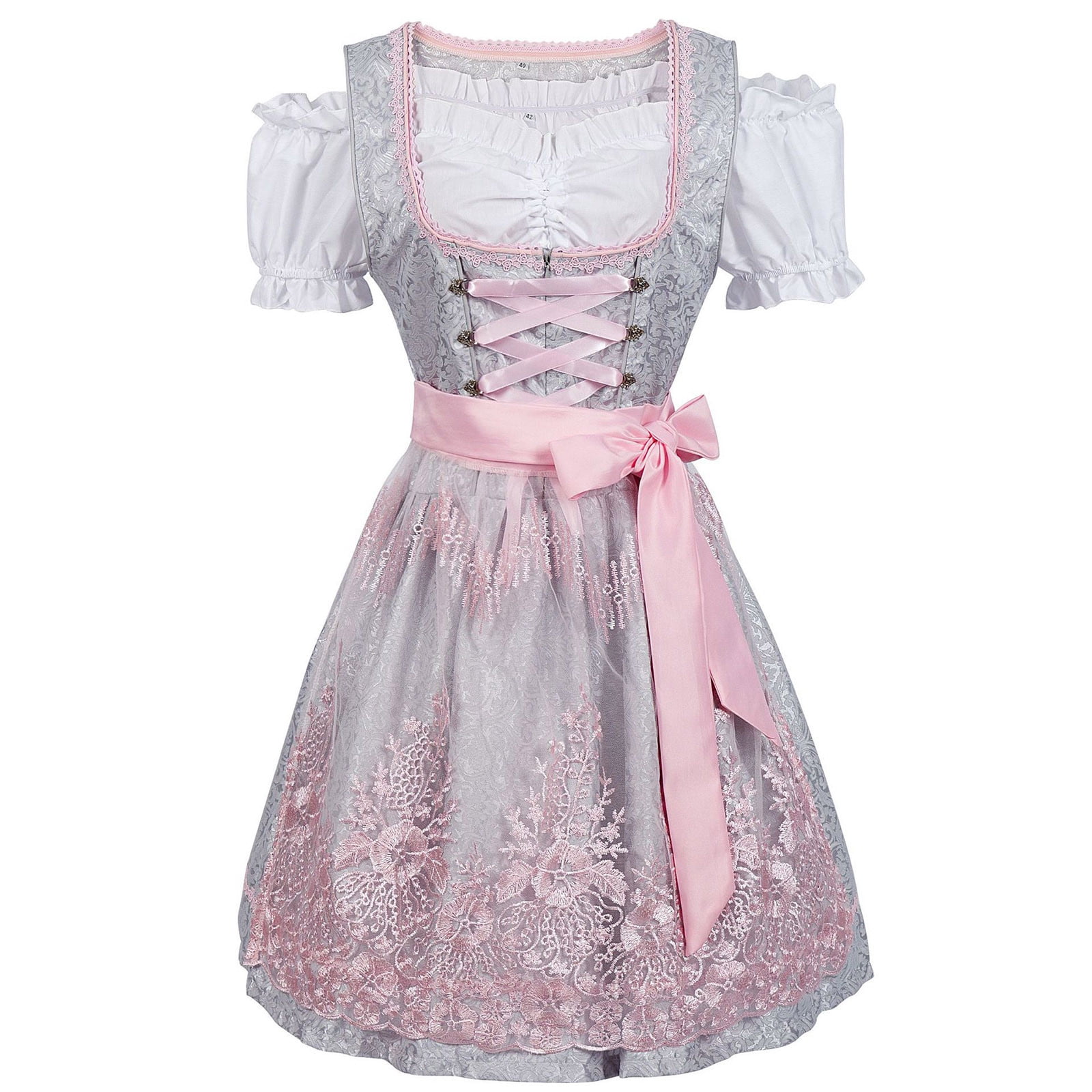 Oplxuo Bavarian Women's Midi Dirndl Dress,Women Vintage Ruffled Edge V ...