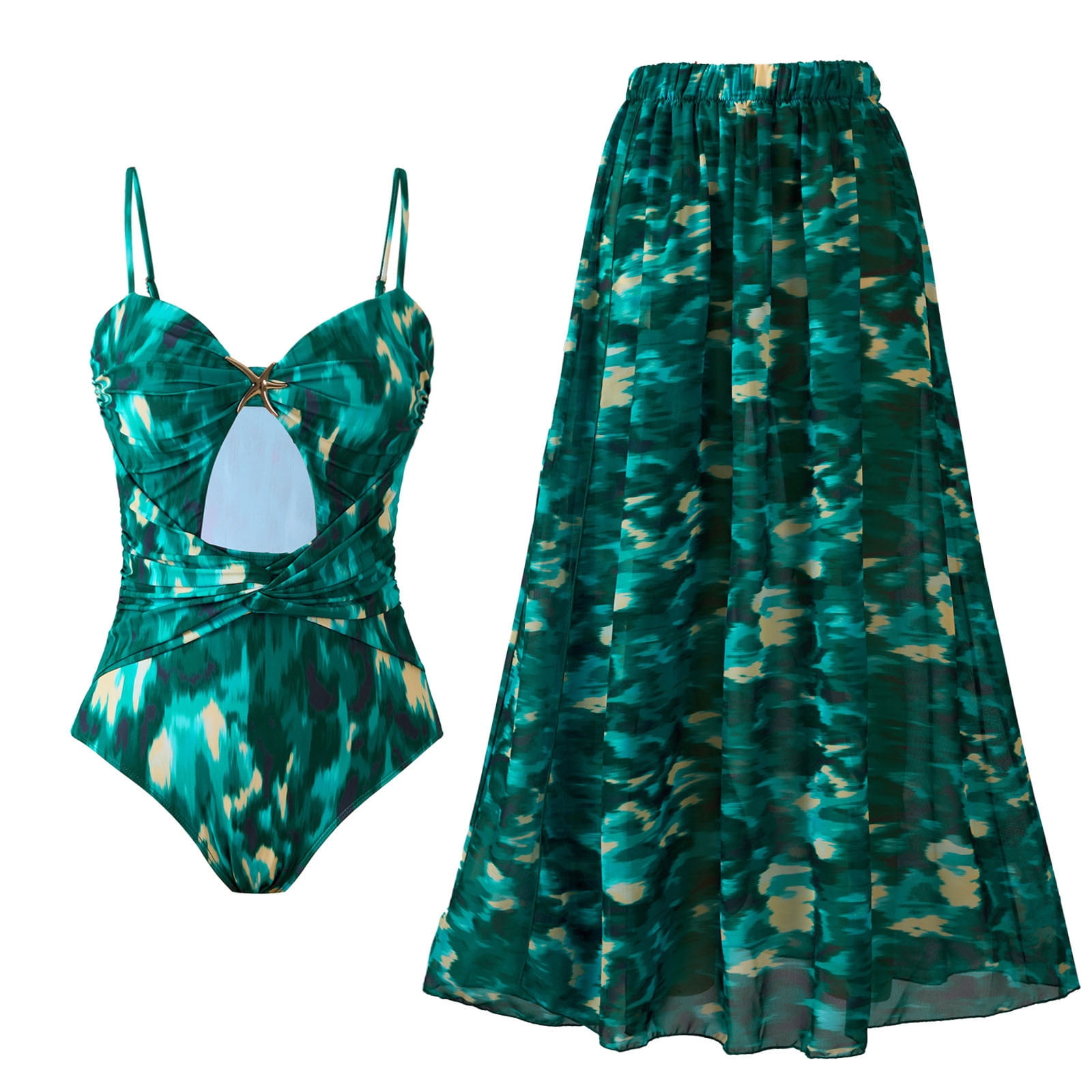 Oplxuo Beach Bathing Suits for Women Cutout Floral One Piece Swimsuit ...