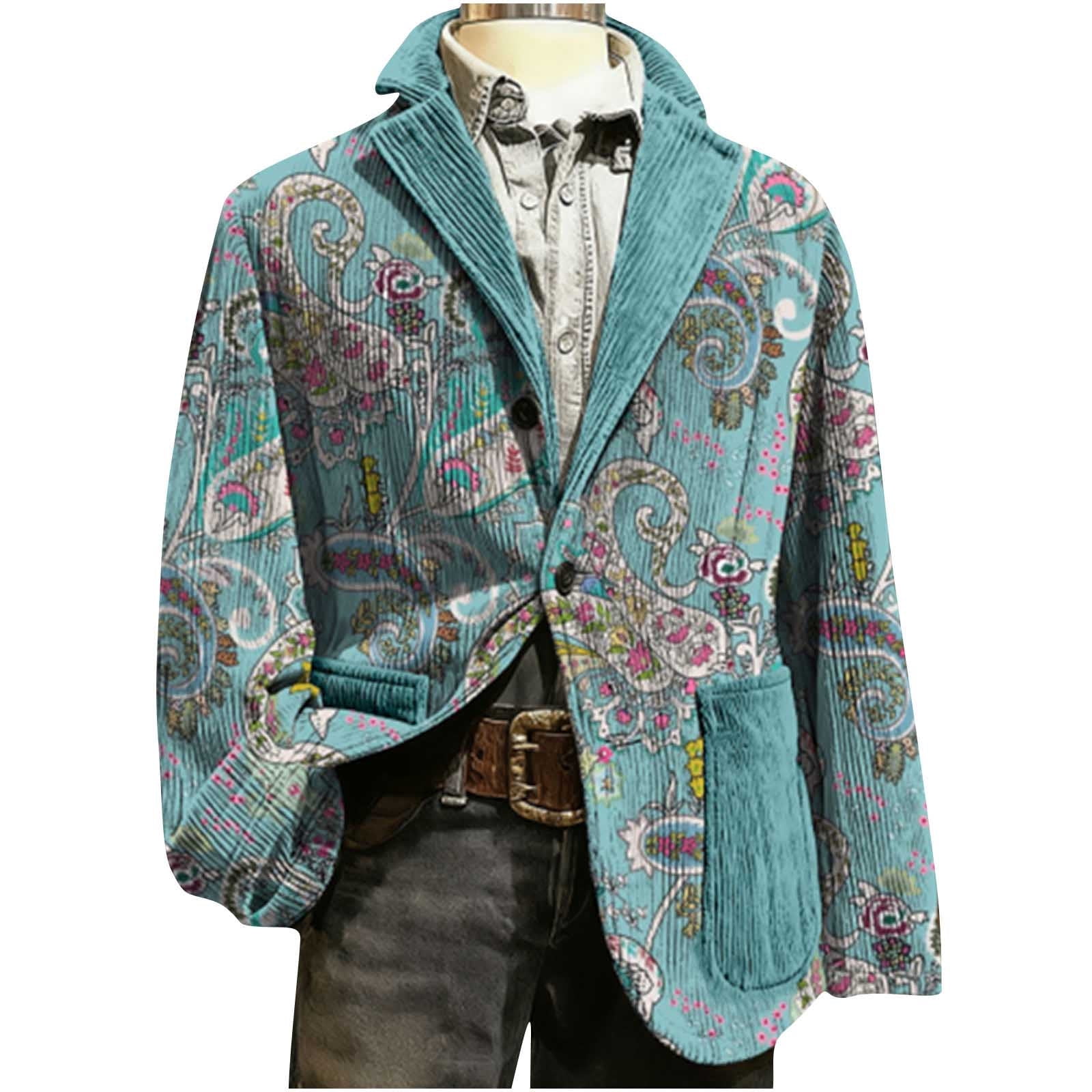 Oplxuo Christmas Blazer for Men Vintage Corduroy Ugly Jacket Funny Xmas ...