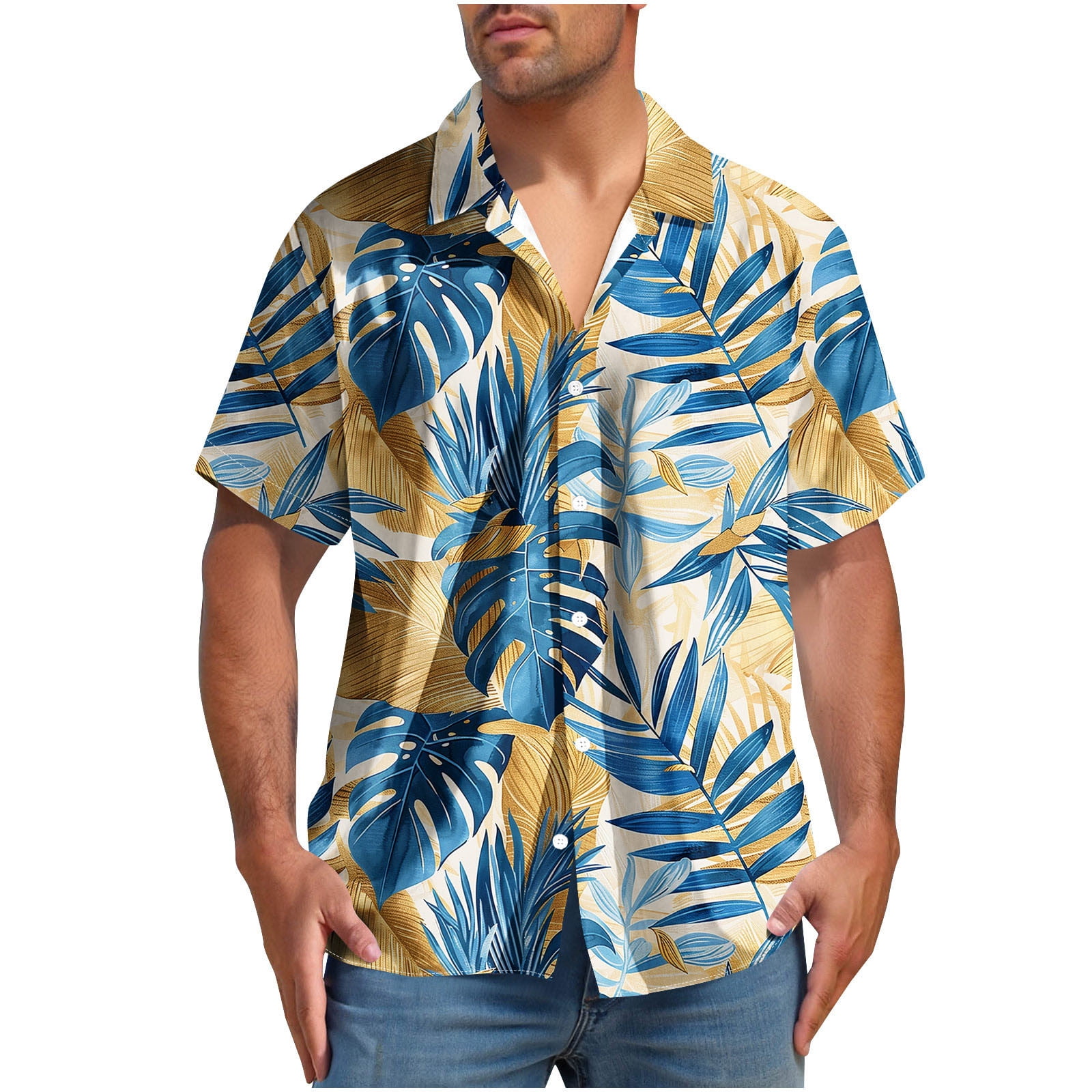Oplxuo Hawaiian Shirt for Men Beach Shirts Button Down Short Sleeve ...