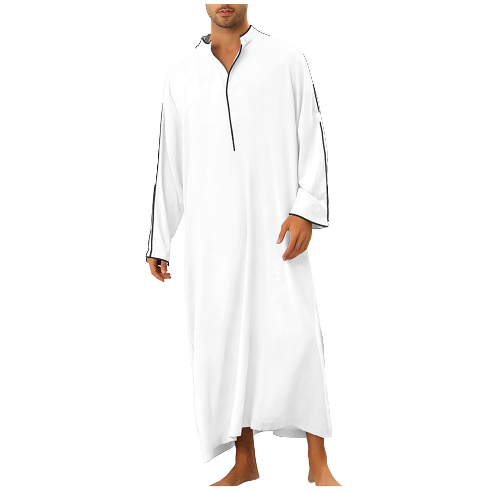 Oplxuo Kurta Men Long Sleeve Kaftan Thobe Muslim Men Thobe Big and Tall ...