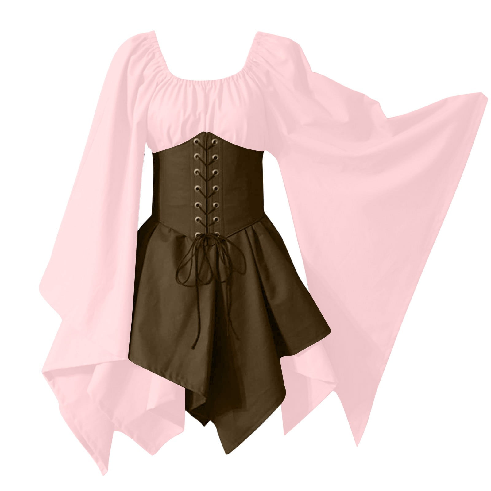 Oplxuo Medieval Vintage Lace Up Corset Dress for Women Gothic Halloween ...