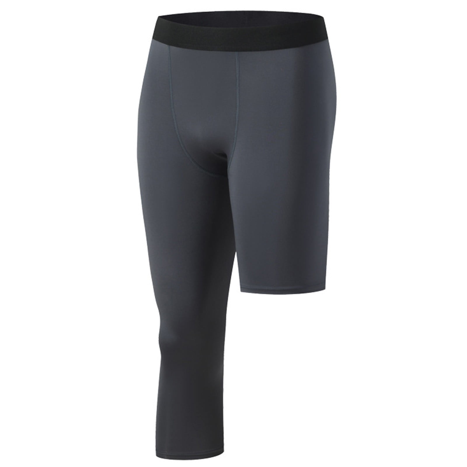 Oplxuo Men's 3/4 One Leg Compression Tights Basketball Sports Athletic ...