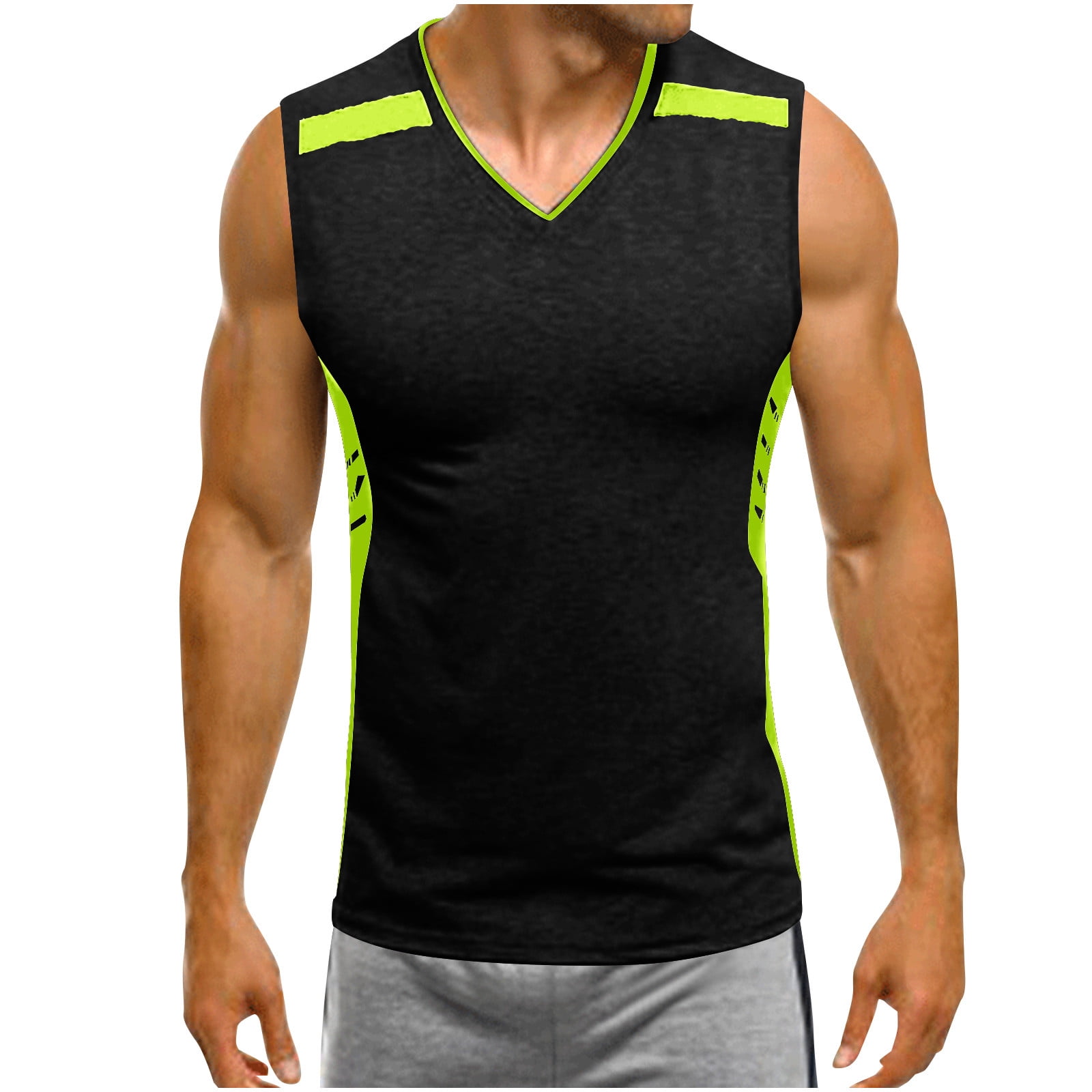 Oplxuo Men's Colorblock Workout Tank Tops Casual Summer Fitted V Neck ...
