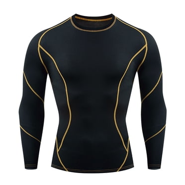 Oplxuo Men's Compression Shirts Stylish Colorblock Long Sleeve UPF SPF ...