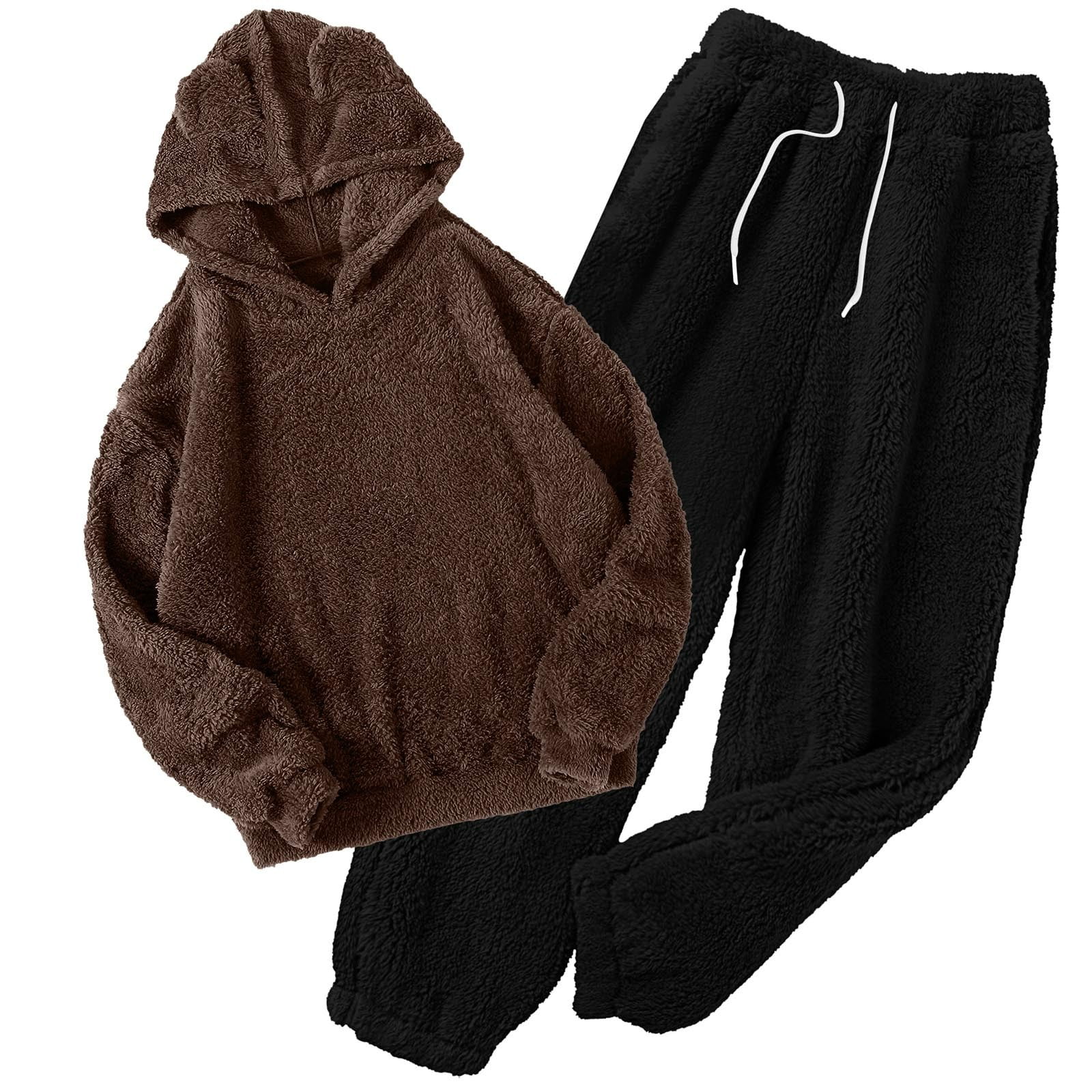 Oplxuo Men's Fleece Plush Pajama Set Ultra Soft Fluffy Warm Long Sleeve ...