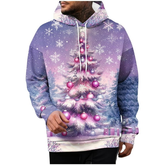 Oplxuo Men's Funny Christmas Hoodies Novelty Loose Holiday Sweatshirts ...
