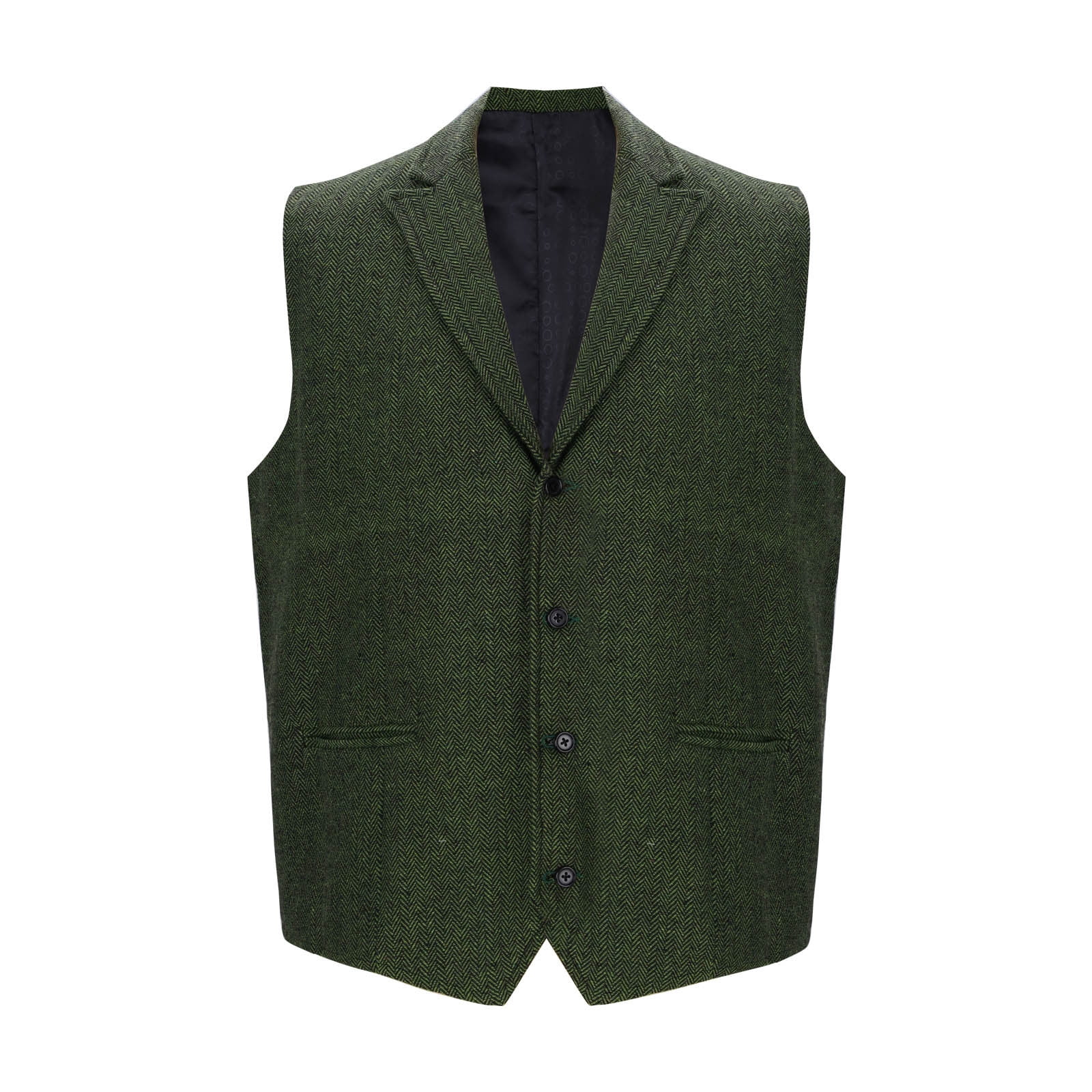 Oplxuo Men's Herringbone Tweed Suit Vest Casual Wool Blend Waistcoat ...