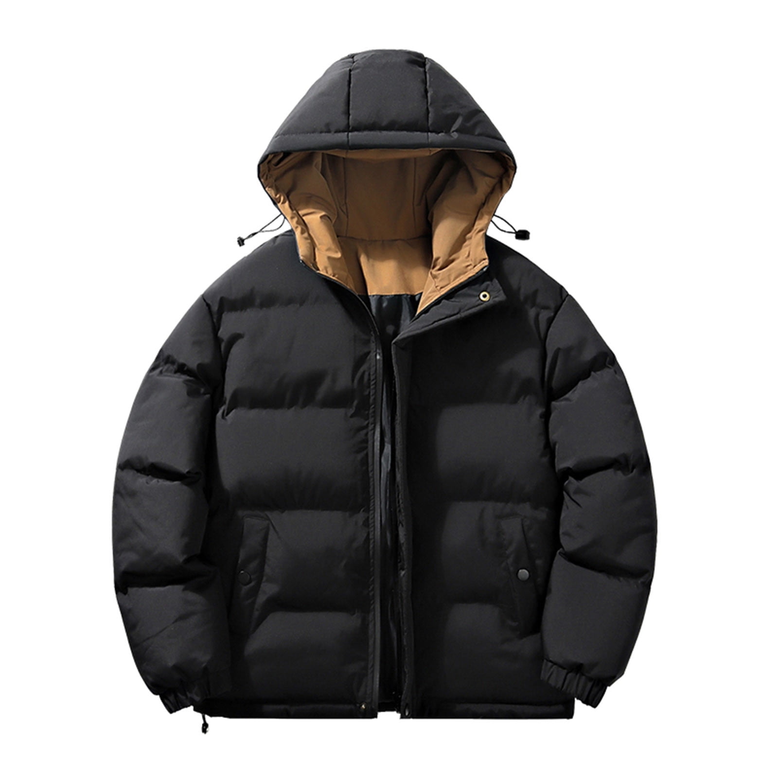 Oplxuo Men's Hooded Winter Down Jackets - Colorblock Full Zip Padded ...