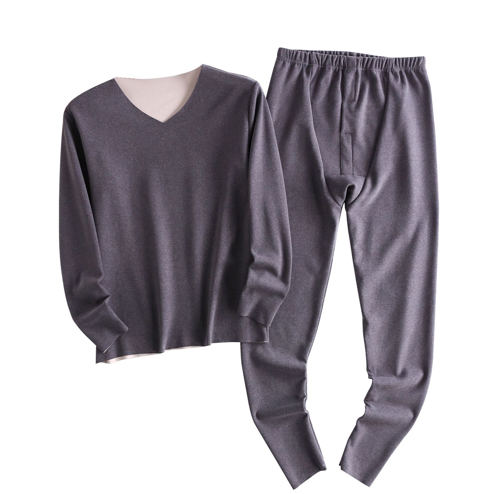 Oplxuo Men's Long Johns Thermal Underwear V Neck Fleece Lined Base ...