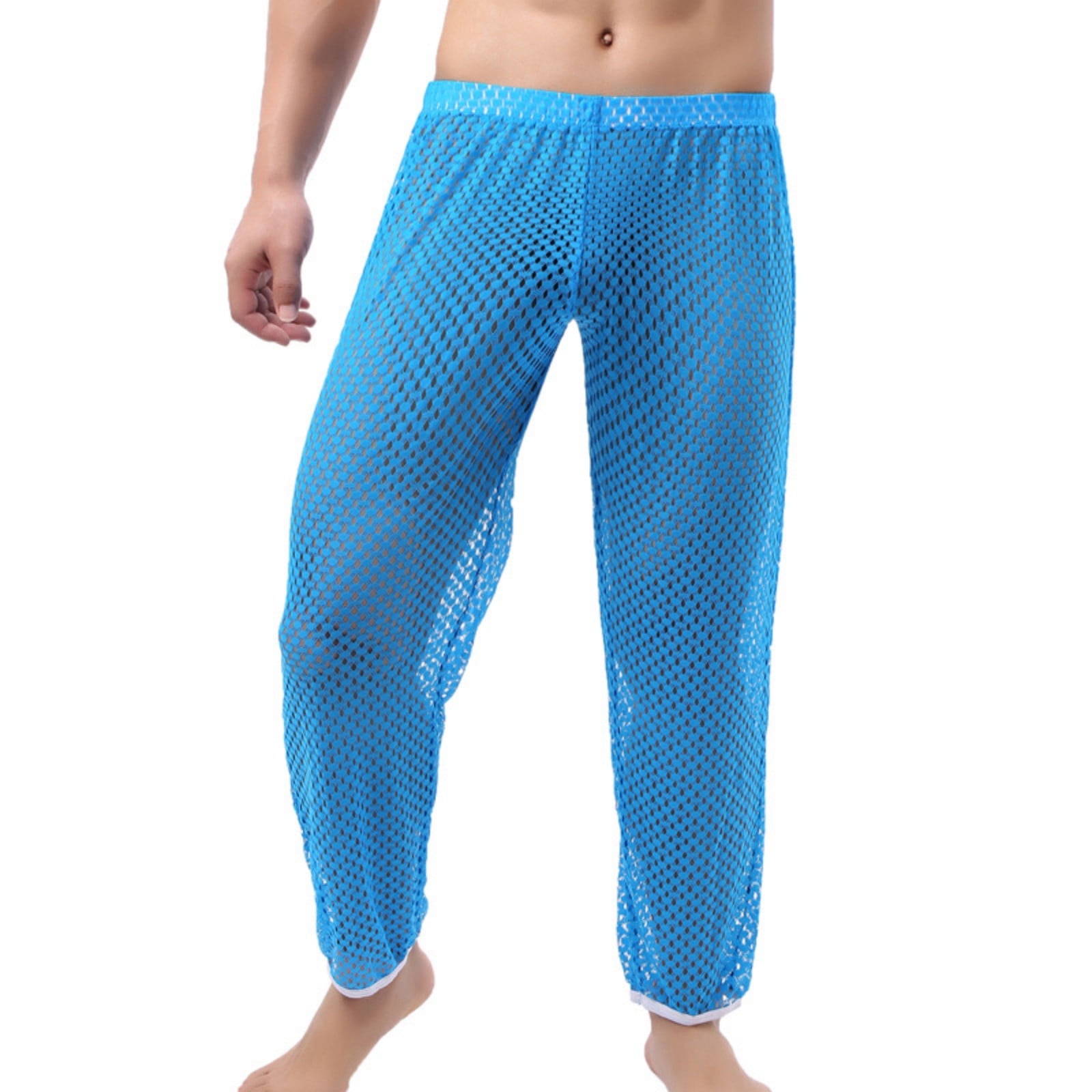 Oplxuo Men's Mesh Fishnet Lingerie Pants Sexy See Through Stretchy ...