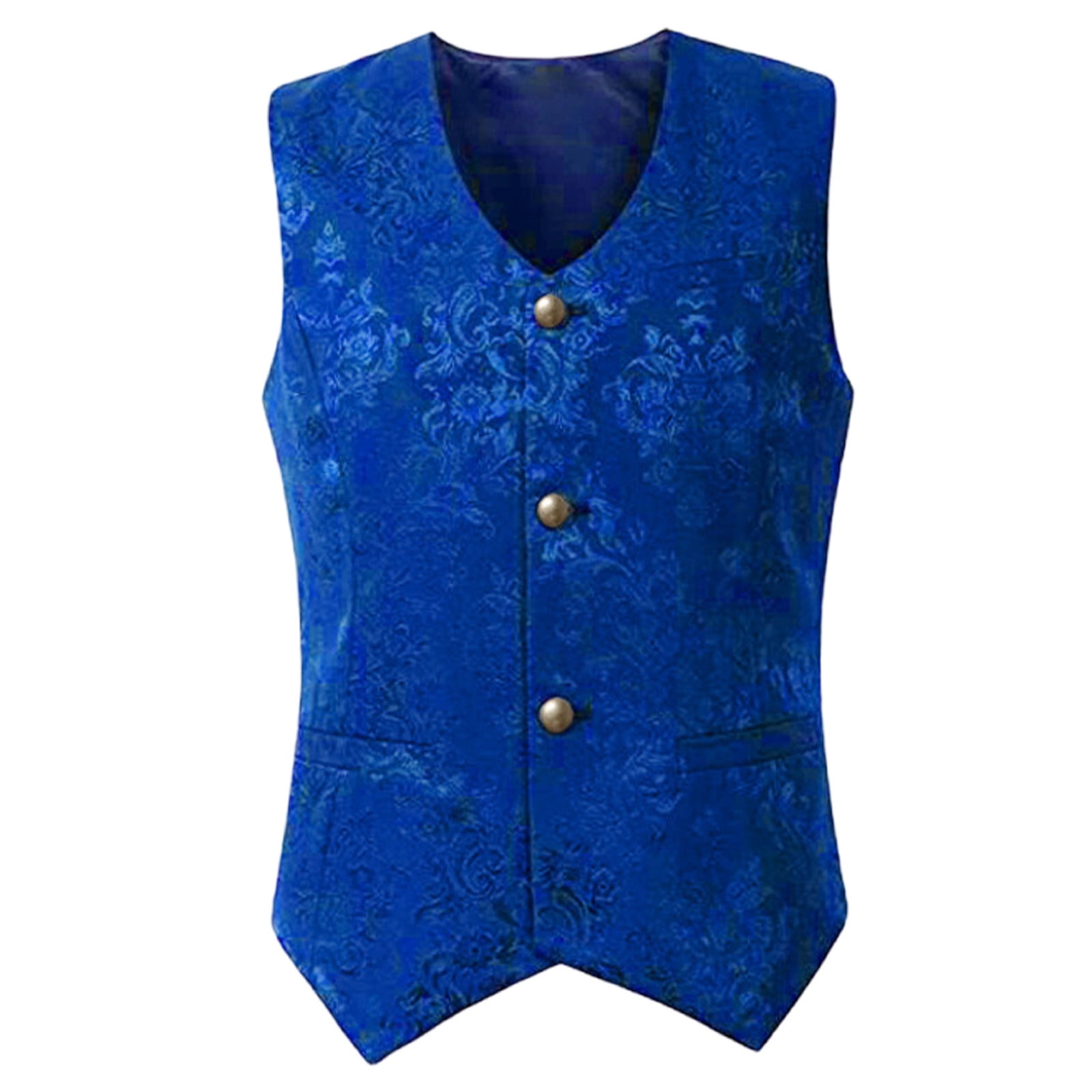Oplxuo Men's Shiny Paisley Suit Vest Gothic V Neck Medieval Waistcoat ...