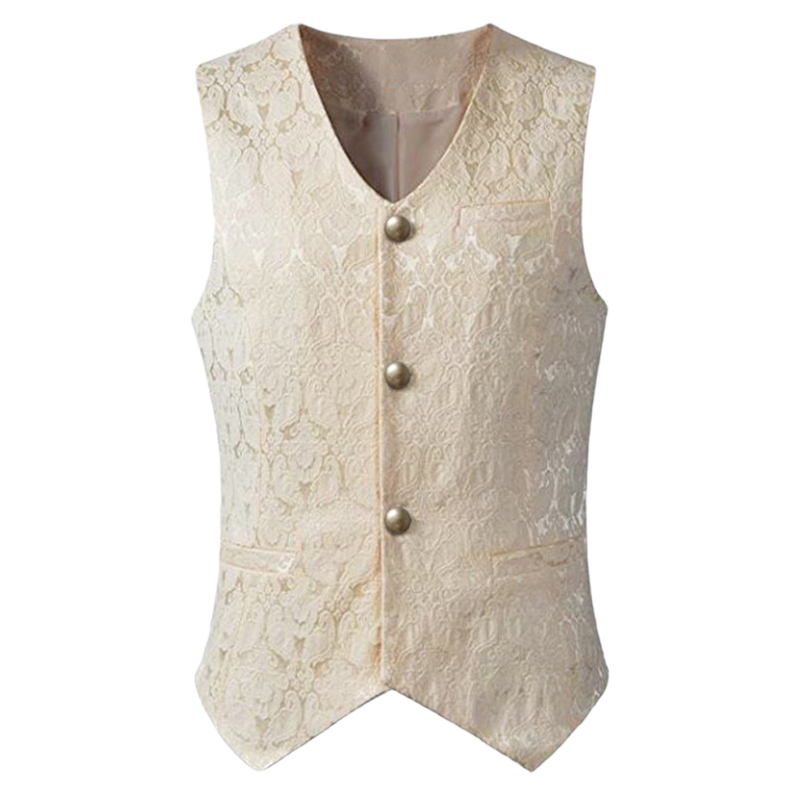 Oplxuo Men's Shiny Paisley Suit Vest Gothic V Neck Medieval Waistcoat ...