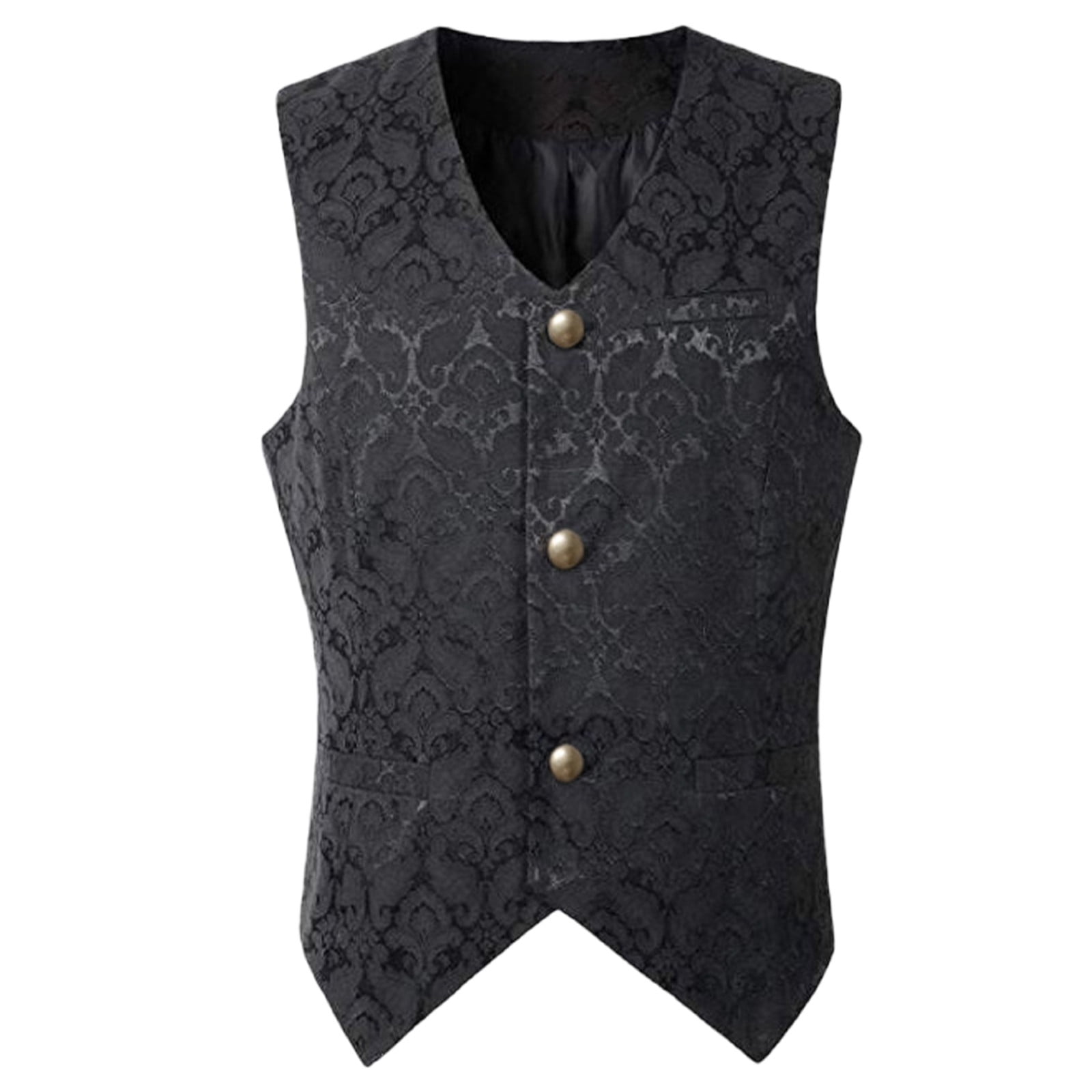 Oplxuo Men's Shiny Paisley Suit Vest Gothic V Neck Medieval Waistcoat ...