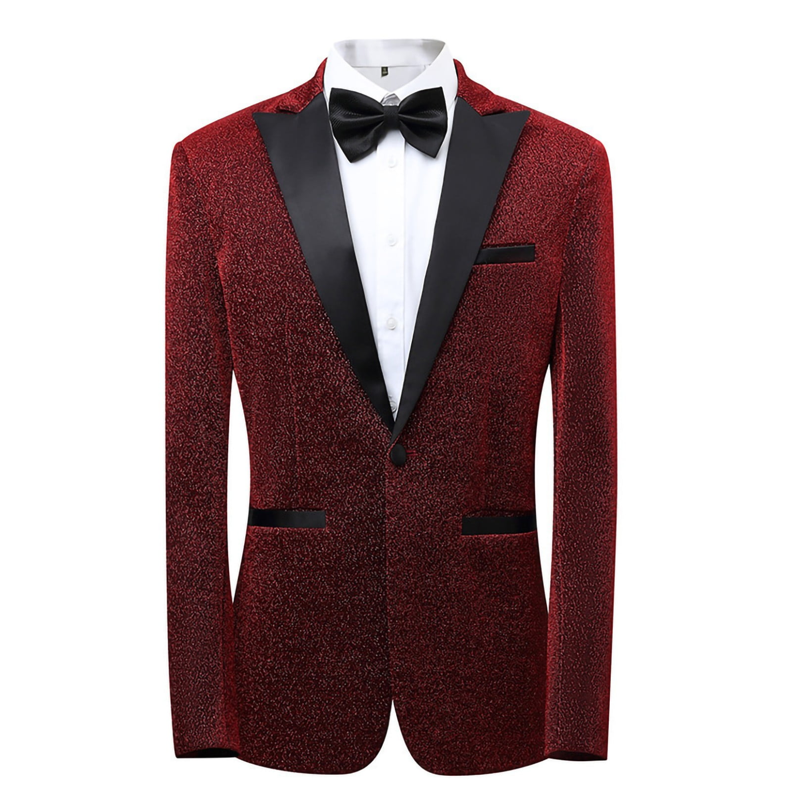 Oplxuo Men's Shiny Prom Blazers Suit Jacket One Button Slim Fit Sport ...