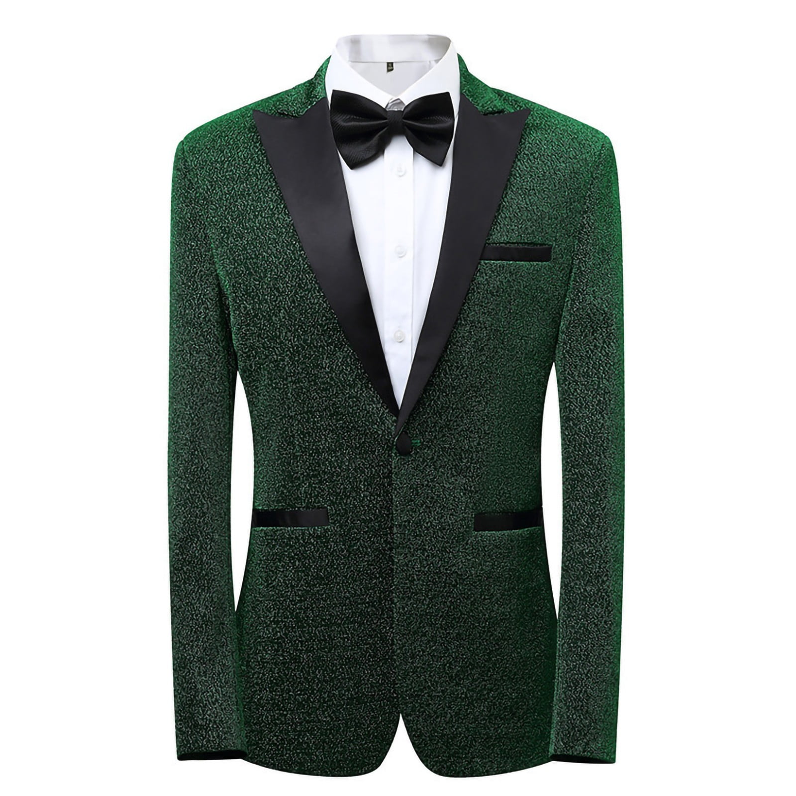 Oplxuo Men's Shiny Prom Blazers Suit Jacket One Button Slim Fit Sport ...