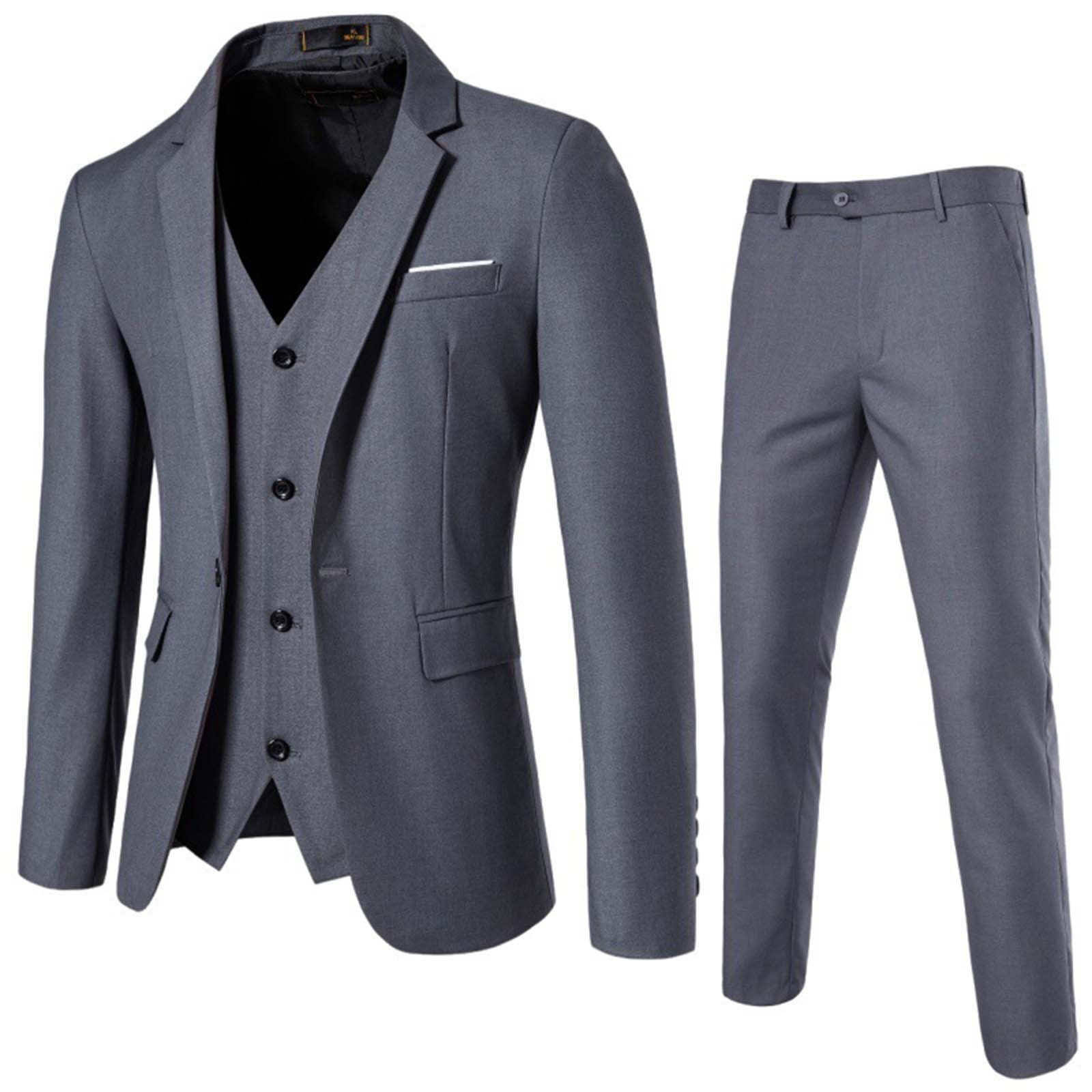 Oplxuo Men's Slim Fit One Button Suit Blazer Jacket & Single Breasted ...