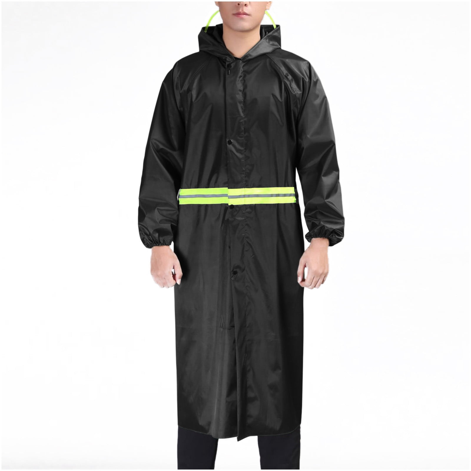 Oplxuo Mens Long Safety Rain Coats with Reflective Stripes Waterproof ...