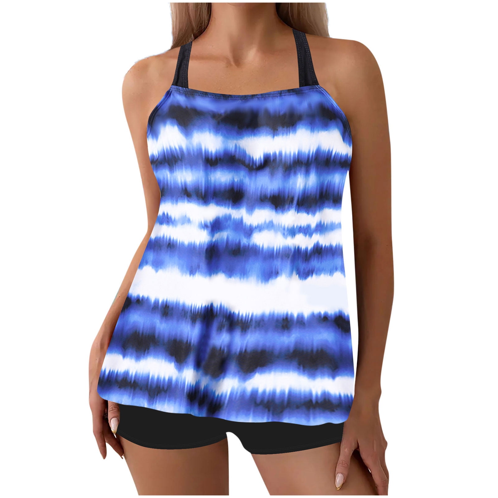 Oplxuo Two Piece Tankini Swimsuits for Women Floral Tummy Control ...