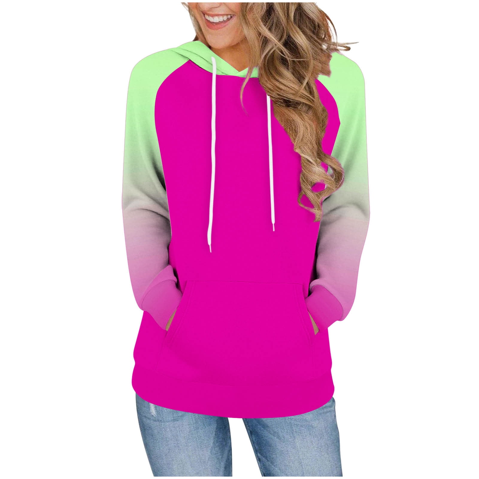 Oplxuo Women's Gradient Sweatshirt Hoodies - Trendy Casual Long Sleeve ...