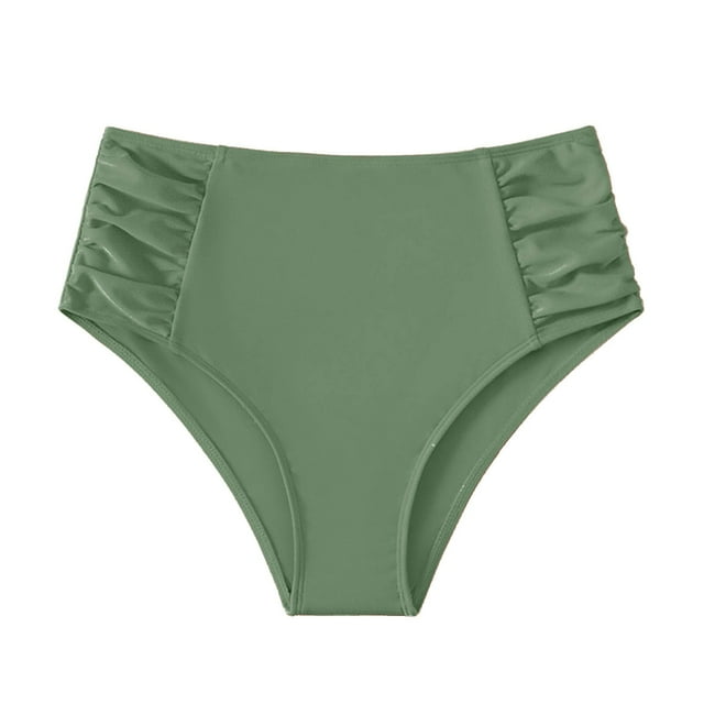 Oplxuo Women's High Waisted Bikini Bottoms Tummy Control Ruched Bathing ...