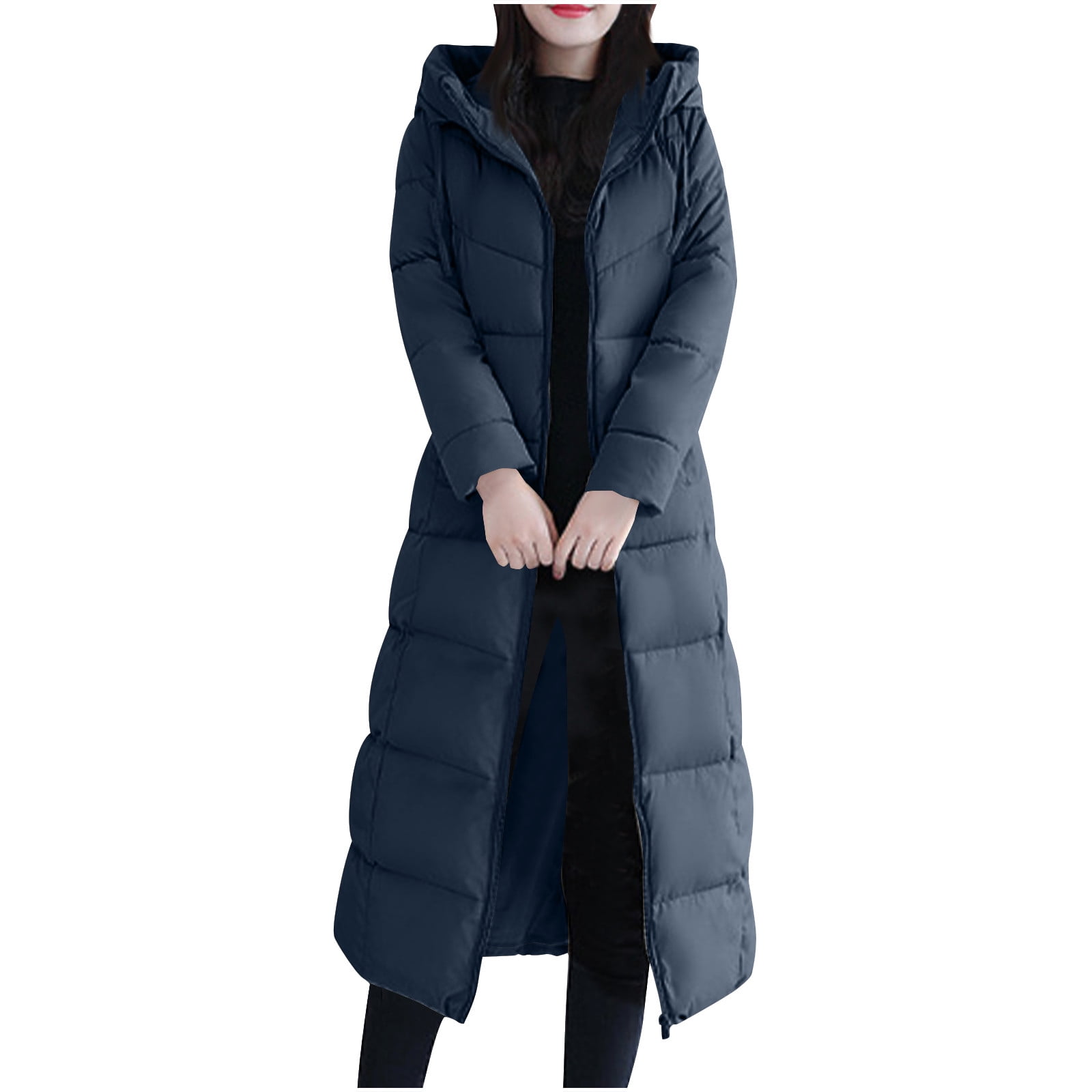 Oplxuo Women's Plus Size Long Winter Quilted Coats Maxi Length Warm ...