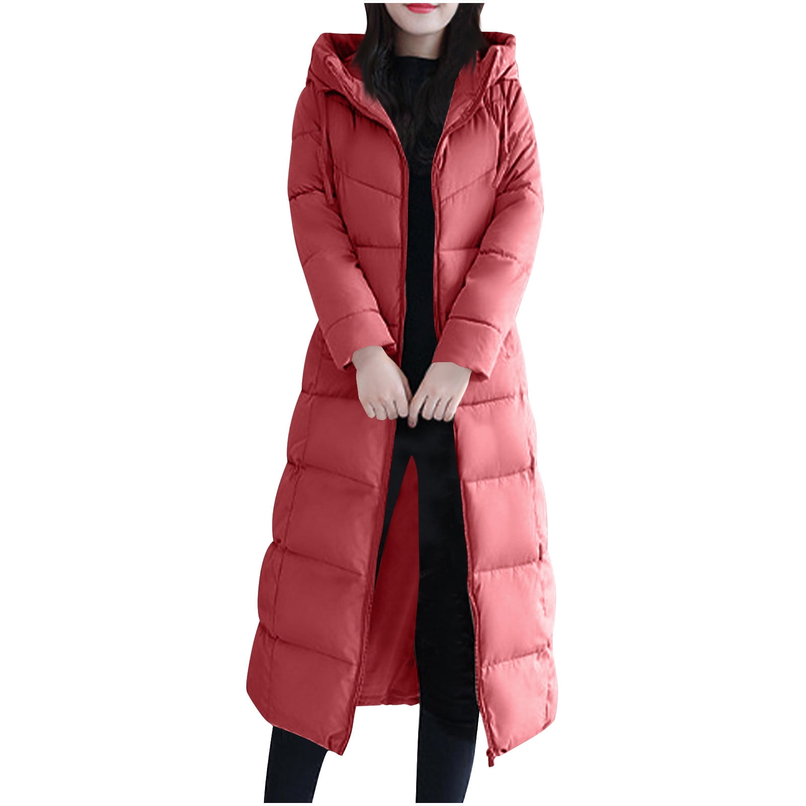 Oplxuo Women's Plus Size Long Winter Quilted Coats Maxi Length Warm ...