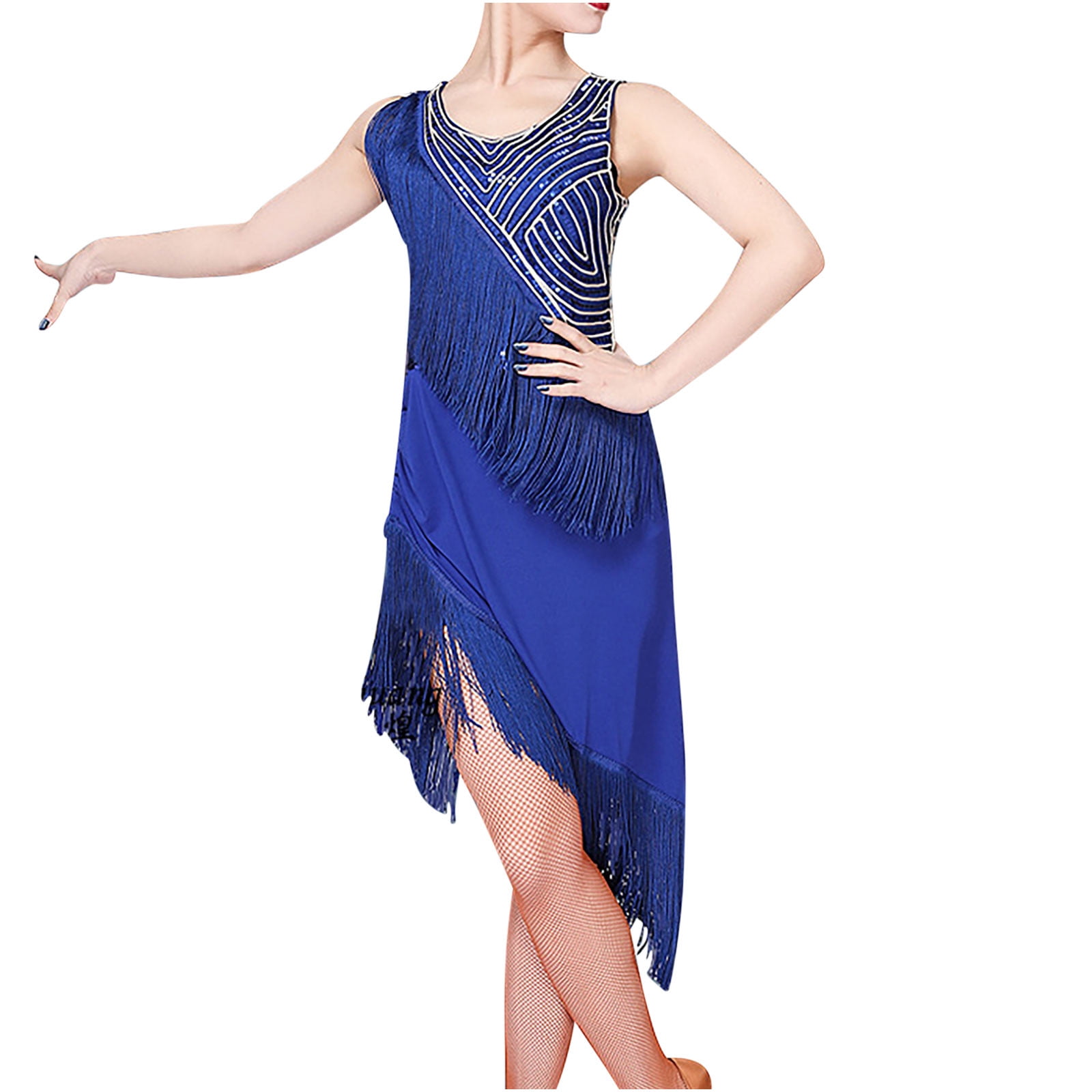 Oplxuo Women's Sequins Tassels Latin Dance Dress, Vintage 1920s Gatsby ...