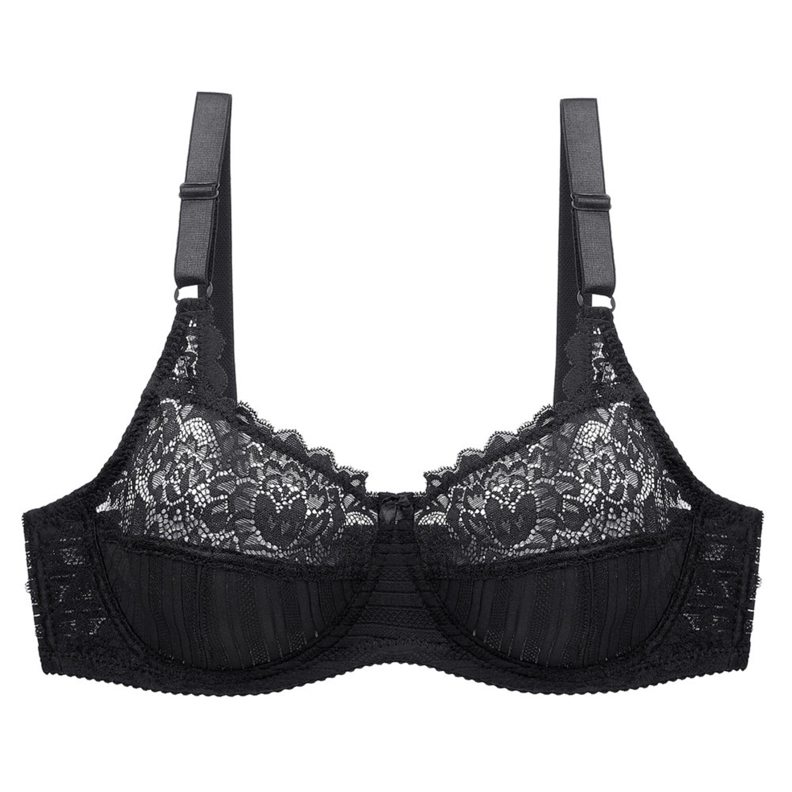 Oplxuo Women's Sexy Lace Push Up Plus Size Bra Sheer Balconette ...