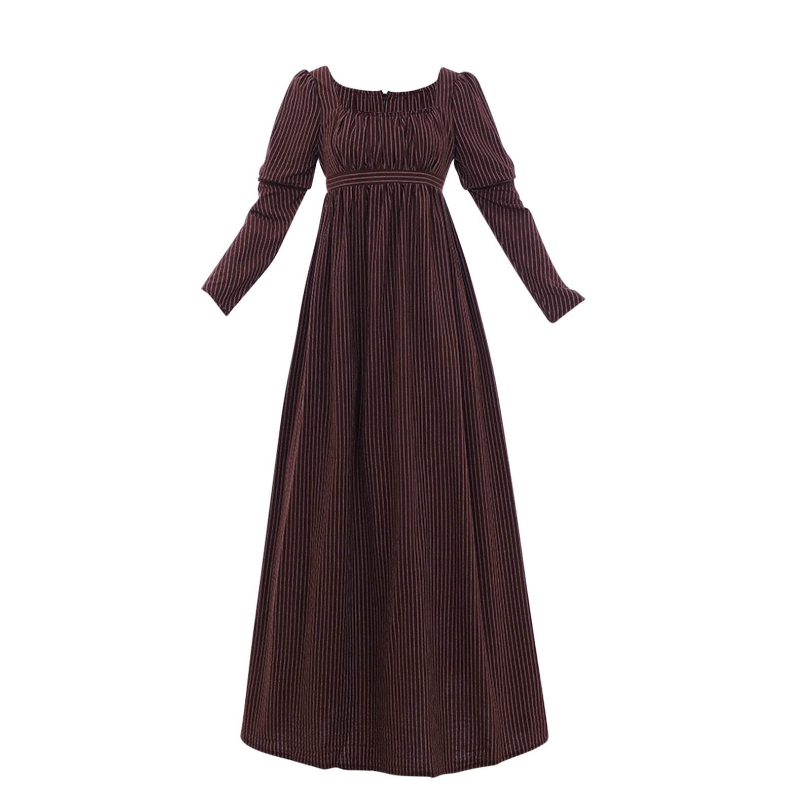 Oplxuo Women's Victorian Regency Dress Vintage Ruched Square Neck High ...