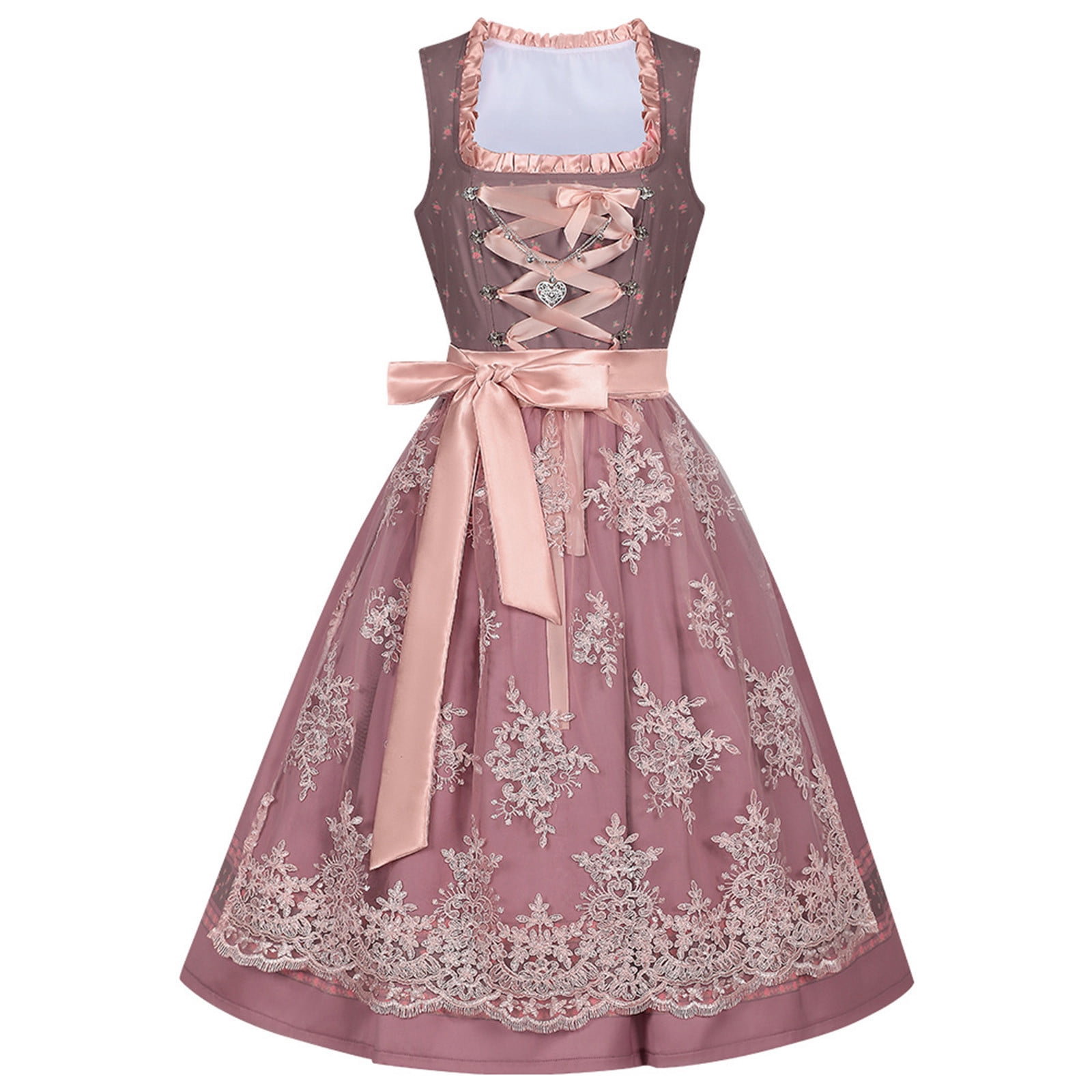 Oplxuo Womens Vintage Dress Germany Oktoberfest Dirndlbluse Beer Stage ...