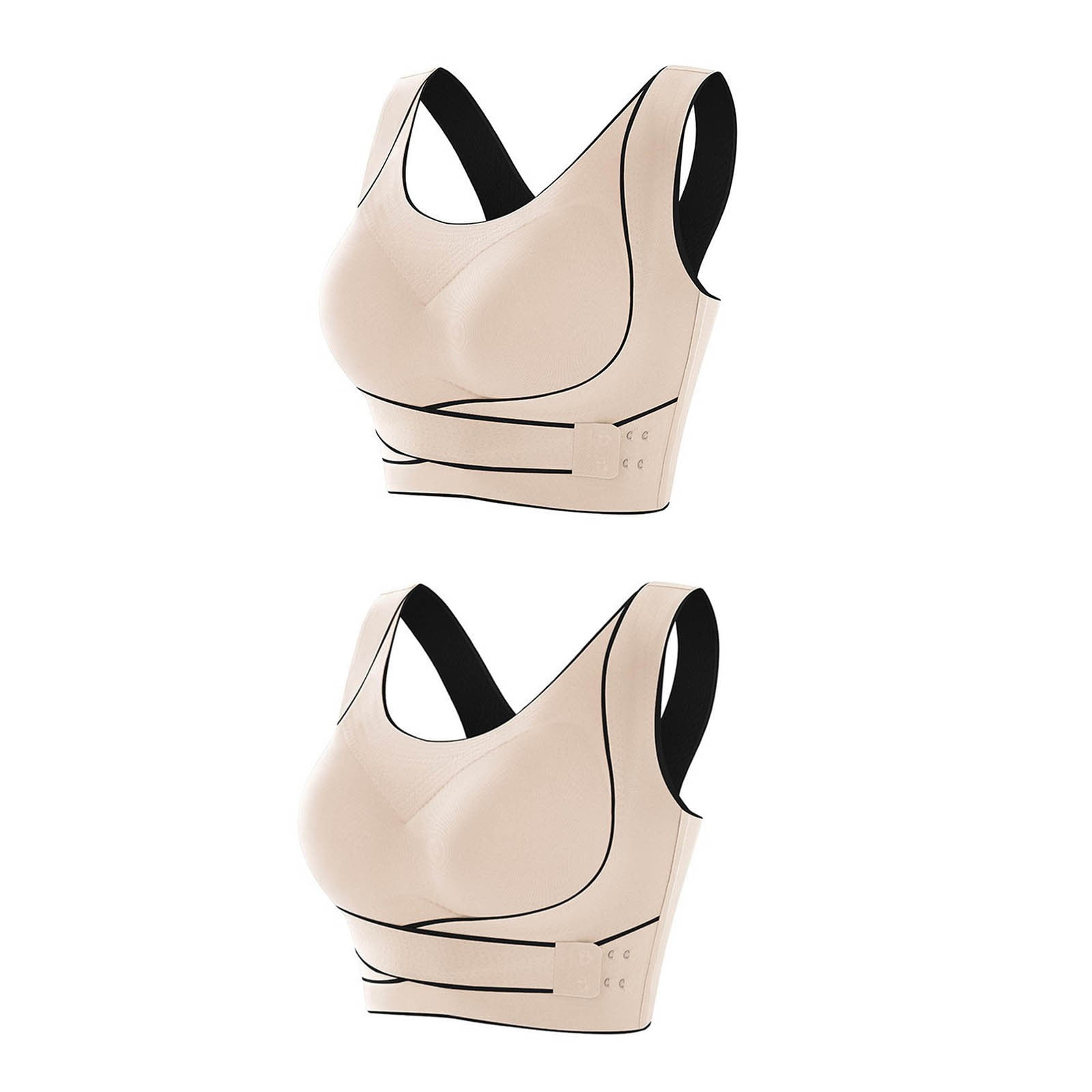 Oplxuo Womens Wireless Sports Bra Pack of 2, Crossover Side Closure ...