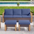 Opohoro 3-Pieces 75" Outdoor Patio Sofa, 3-Seat PE Rattan Couch with ...