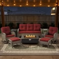 Opohoro 8-Piece Outdoor Patio Fire Pit Set with Sofa and Flat Arm, 43 ...