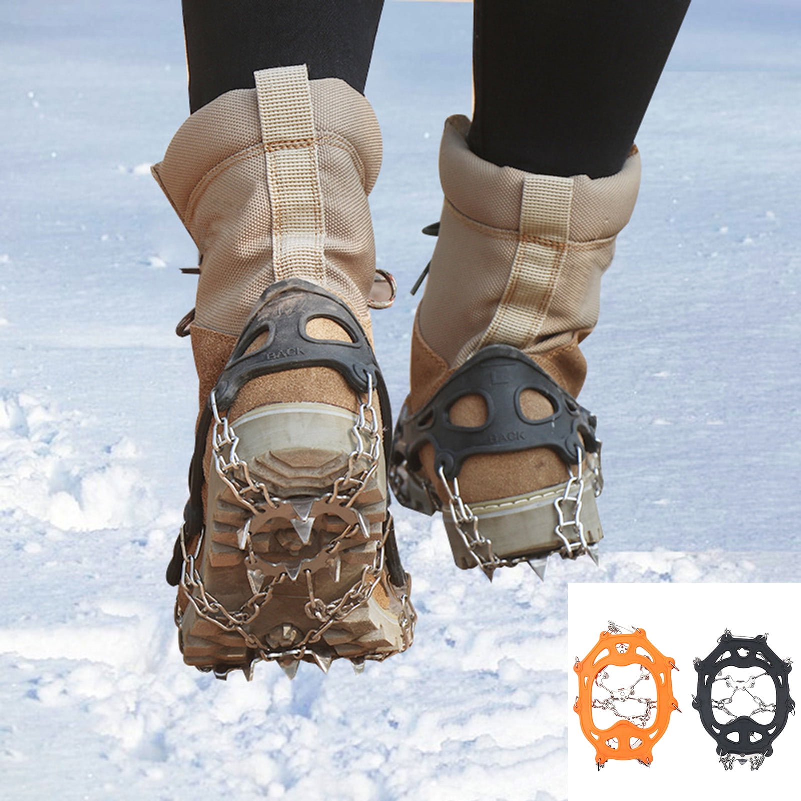 Opolski 1 Pair Anti Slip 19 Spike Ice Cleat Crampon Shoe Covers for ...