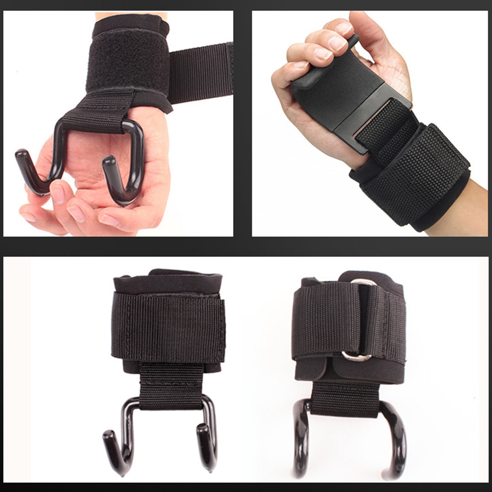 Opolski 1 Pair Pull-Ups Wrist Hook Thicken Fabric Sponge High Stability ...